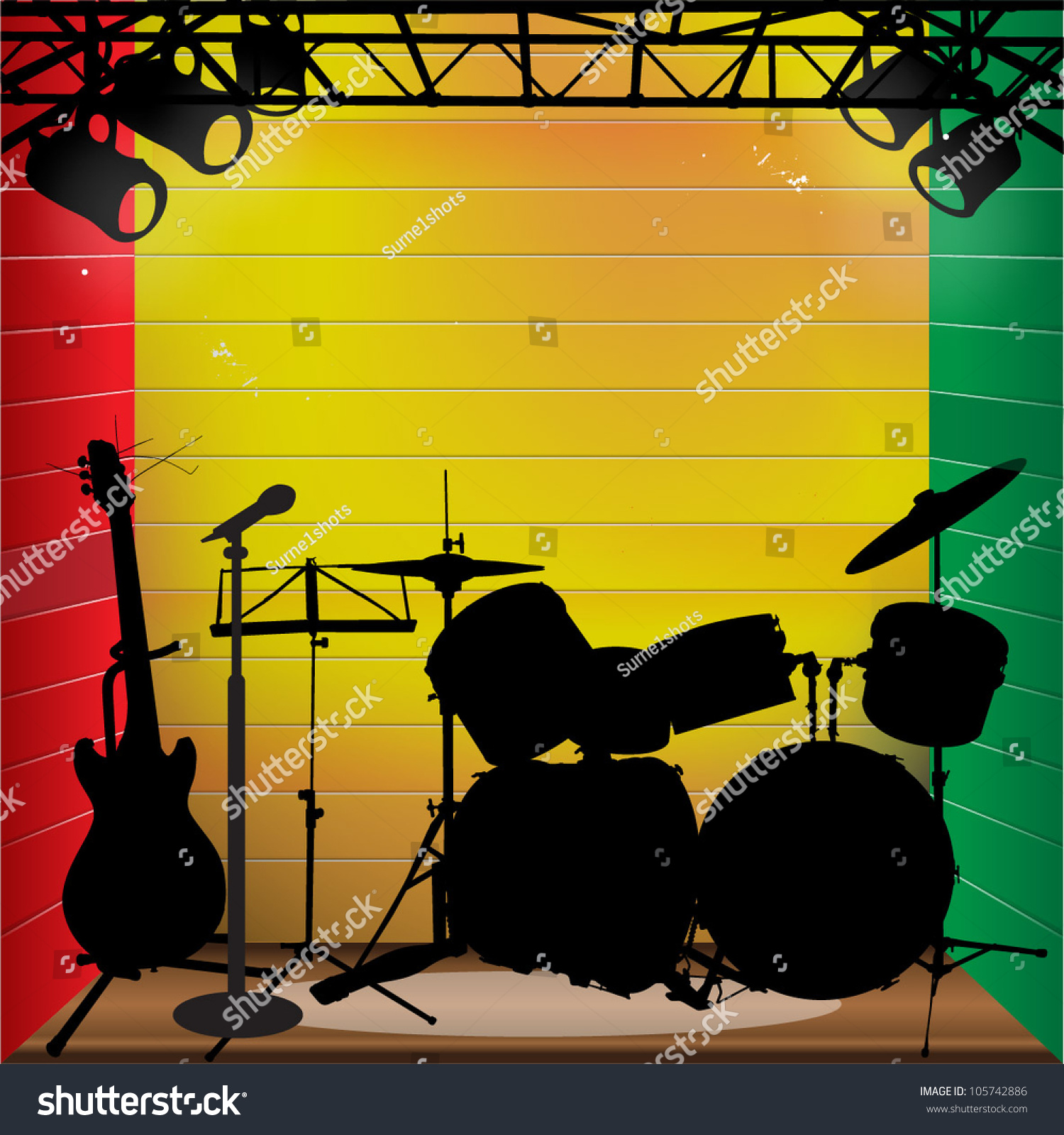 Reggae Stage Background Instrument Stock Vector 105742886 - Shutterstock