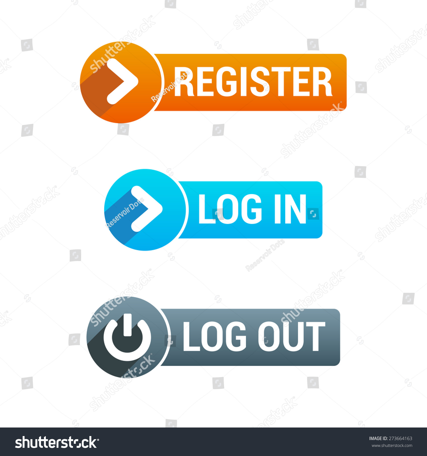 Register Log Log Out Buttons Stock Vector (Royalty Free) 273664163
