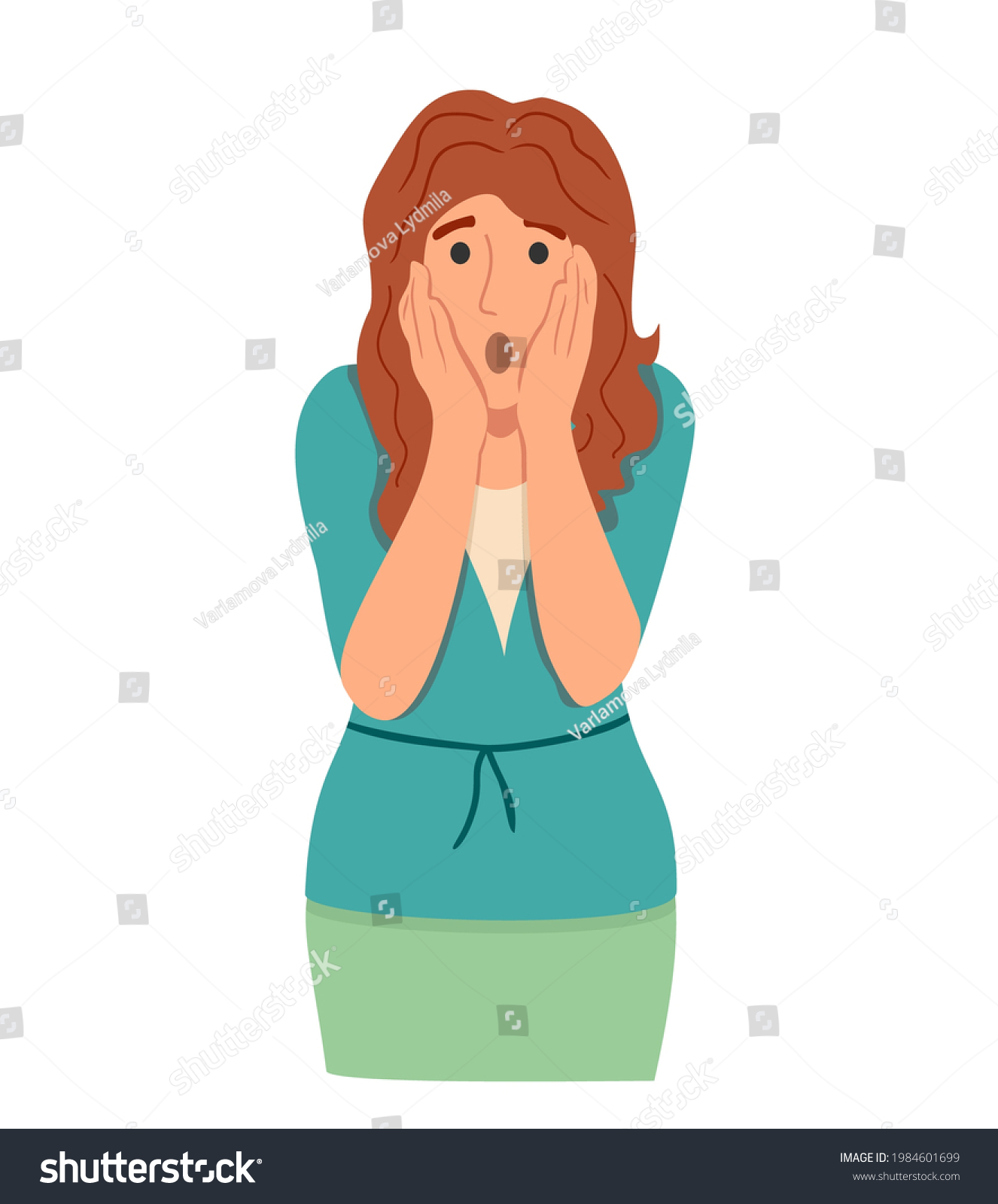 Regret Embarrassed Woman Vector Illustration Disappointed Stock Vector