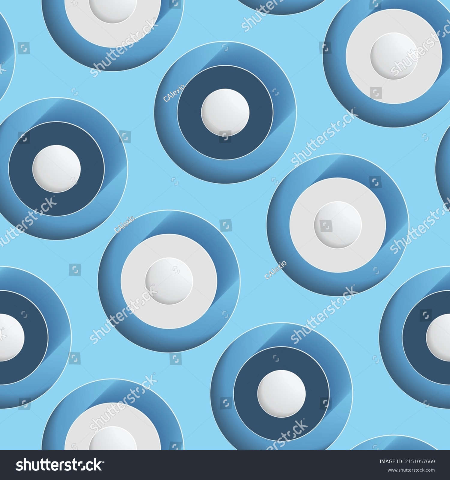 Regular Geometric Pattern Blue Concentric Circles Stock Vector (Royalty ...