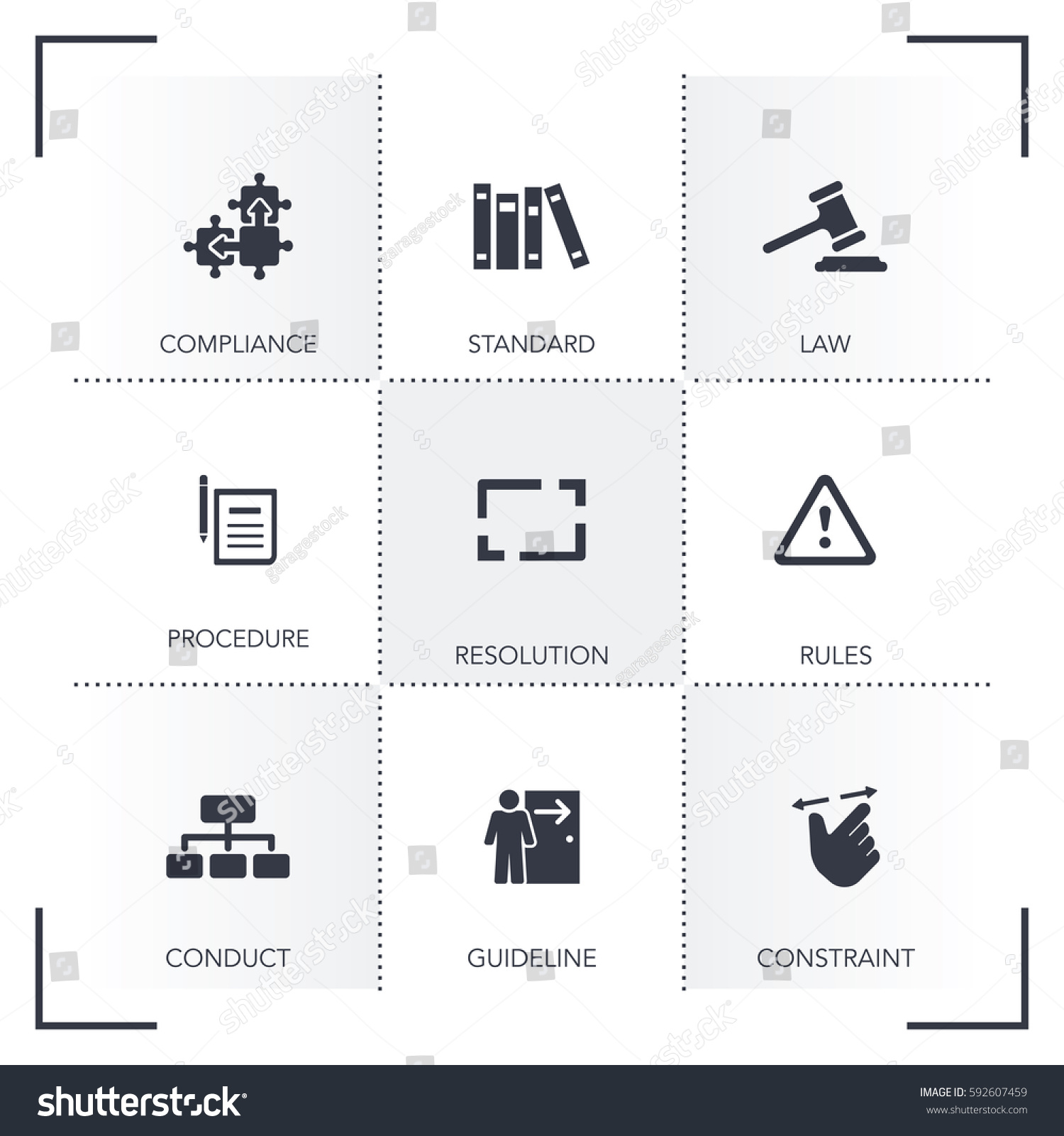 Regulation Icon Set Stock Vector (Royalty Free) 592607459
