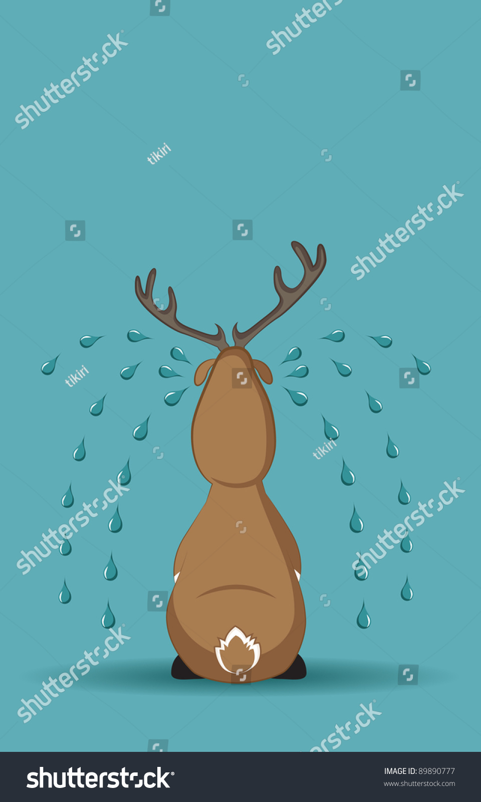 Reindeer Sitting Turned Back Crying Tears Stock Vector (Royalty Free ...