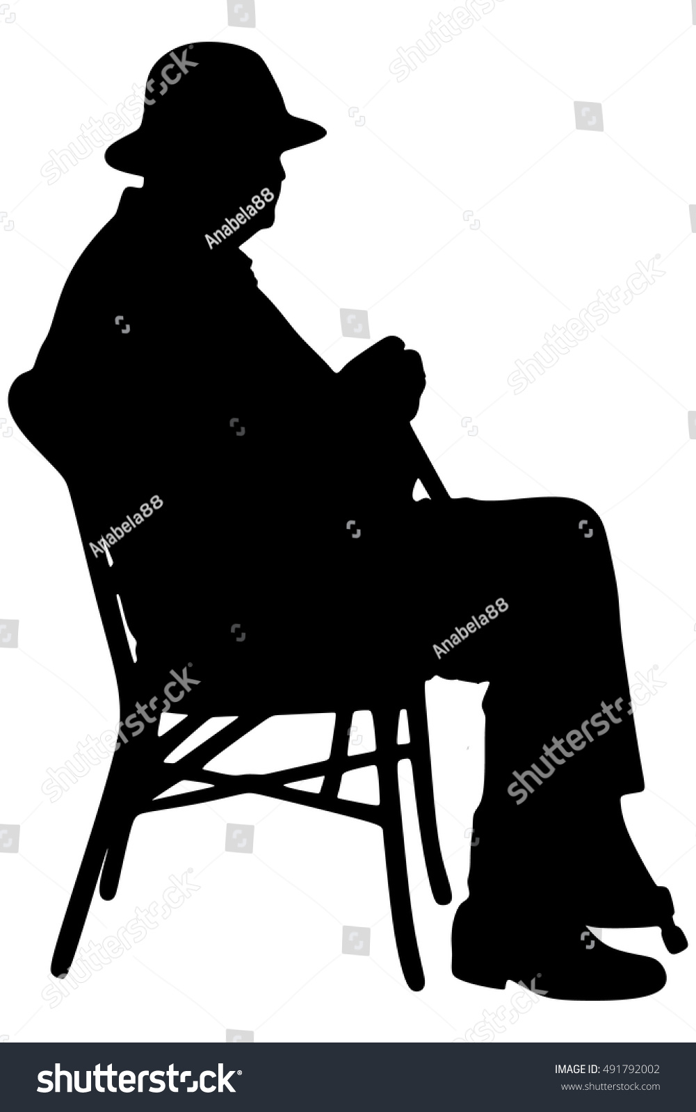 Relaxed Senior Man Sitting Stock Vector (Royalty Free) 491792002 ...