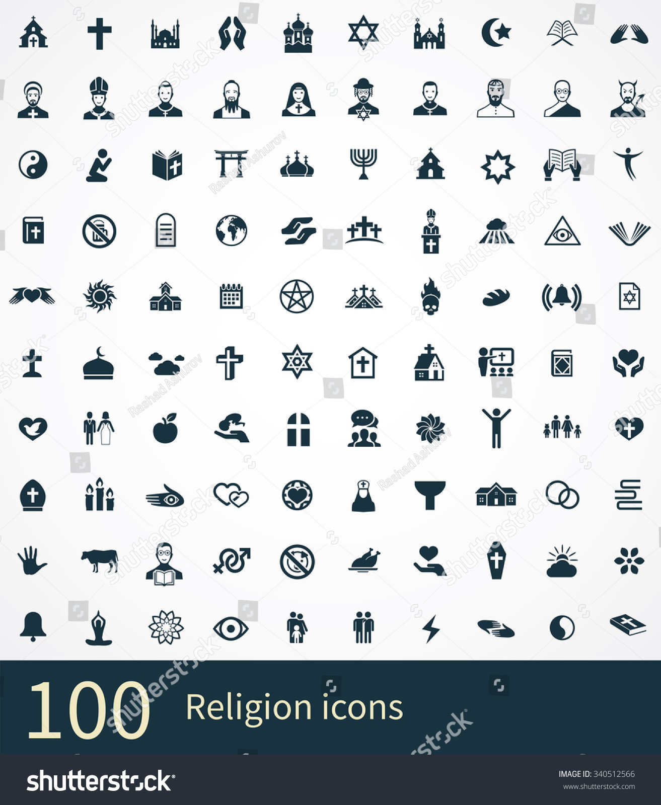 Religion Icons Vector Set Stock Vector (Royalty Free) 340512566 ...