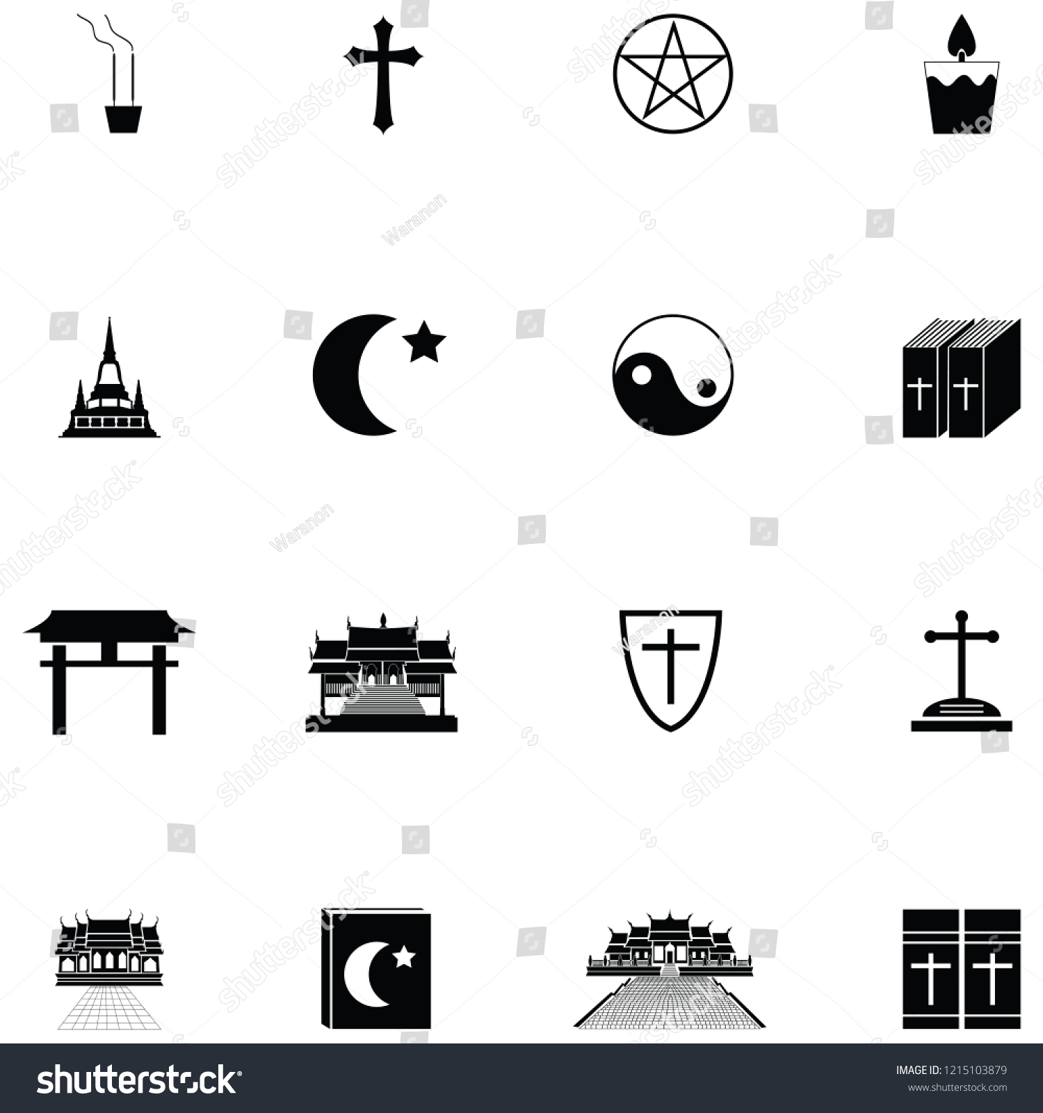 Religions Icon Set Stock Vector (Royalty Free) 1215103879 | Shutterstock