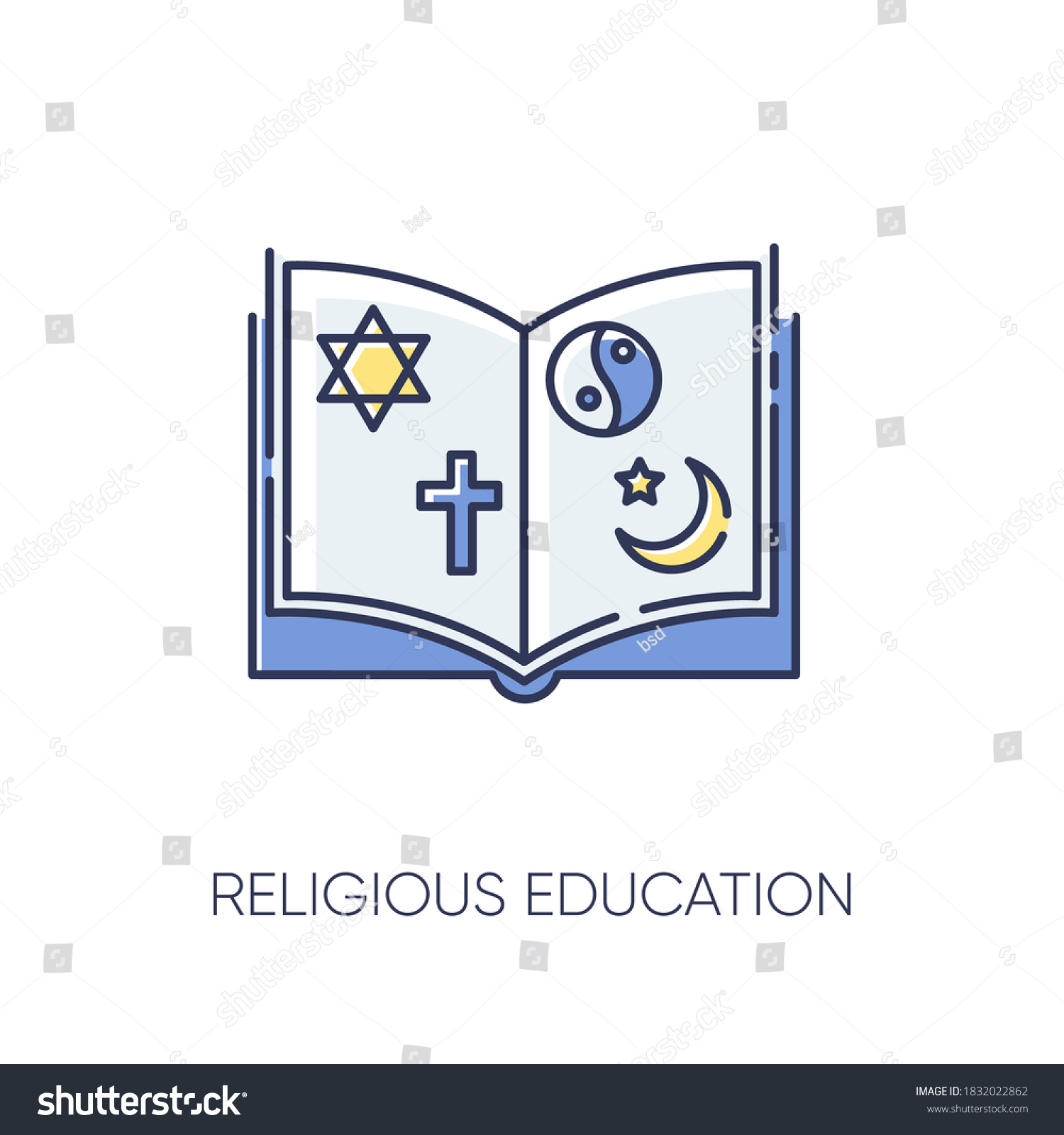 Religious Education Rgb Color Icon Book Stock Vector Royalty Free 1832022862