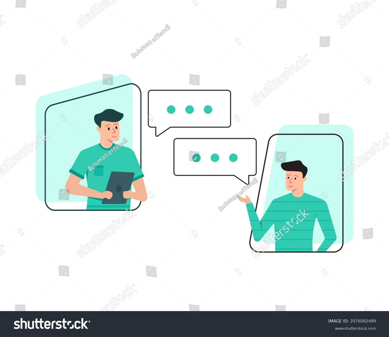 Remote Meeting Flat Illustration Vector Stock Vector (Royalty Free ...