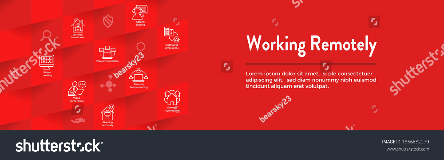 Remote Work Icon Set Web Header Stock Vector (Royalty Free) 1866682279
