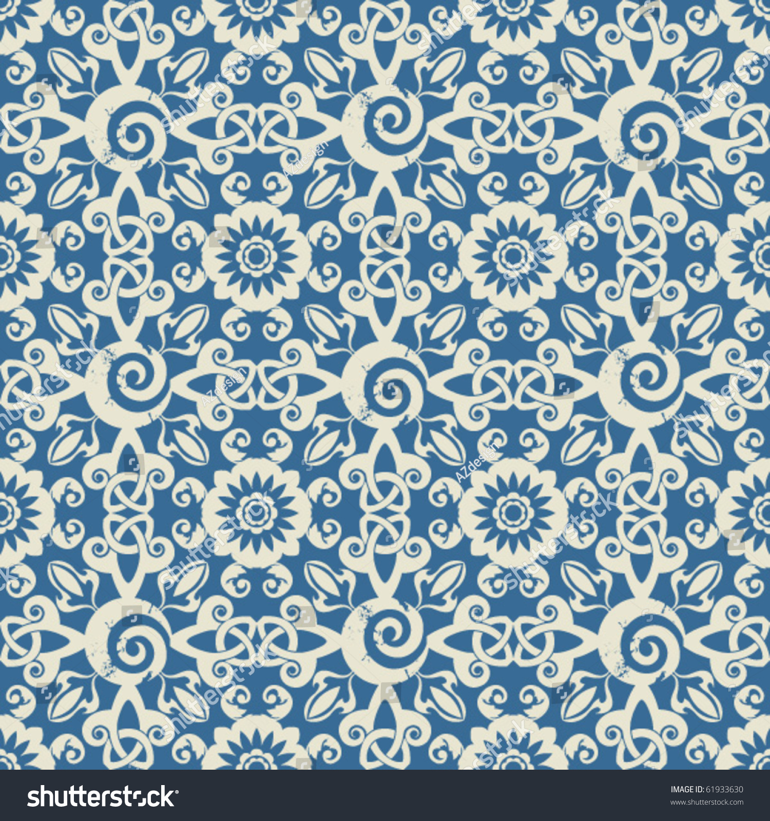 Repeating Blue Textile Design Stock Vector Illustration 61933630 ...