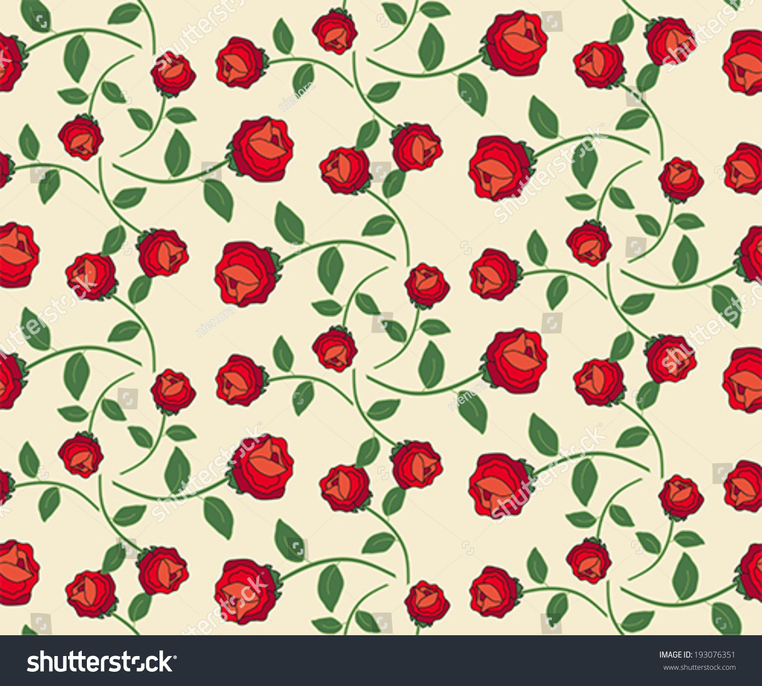 Repeating Vintage Rose Pattern On Beige Stock Vector (Royalty Free ...
