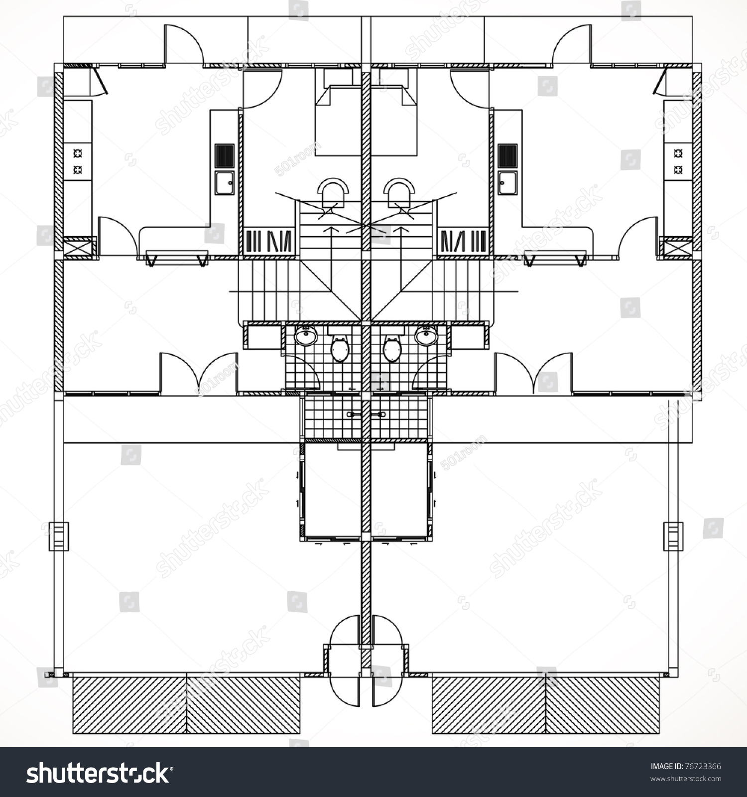 Residential Forms Floor Plan Townhouse Development Stock Vector ...