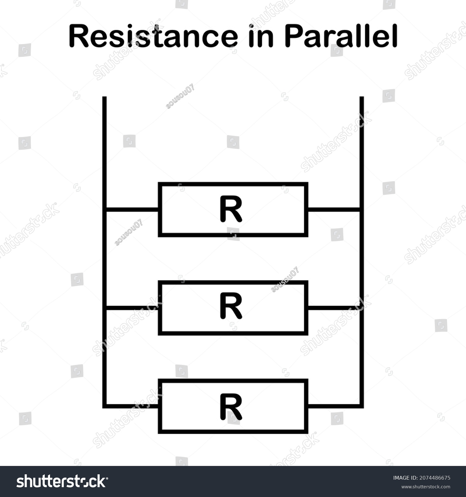 Resistors Connected Parallel Vector Illustration: เวกเตอร์สต็อก (ปลอด ...