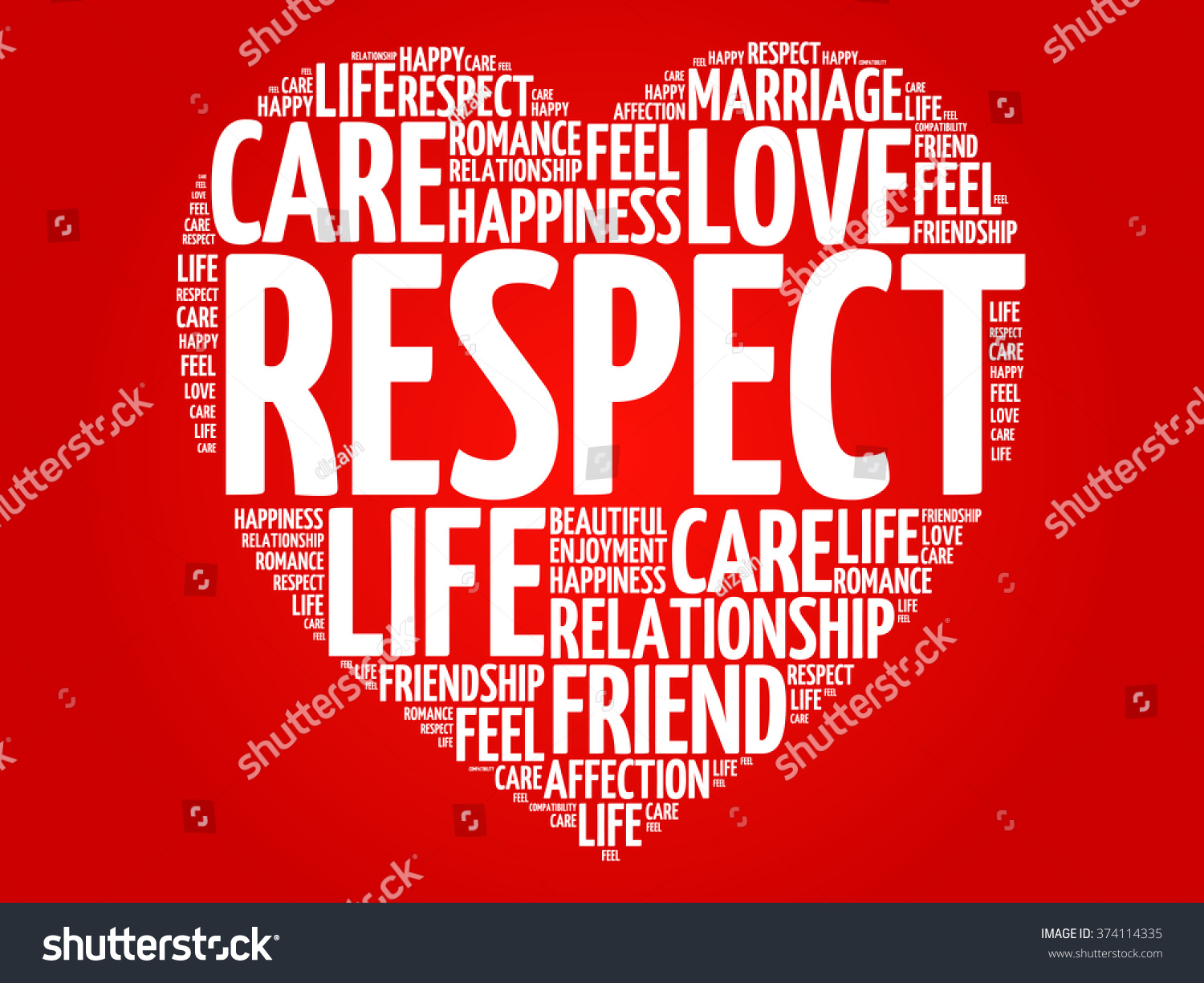 Respect Concept Heart Word Cloud Stock Vector (Royalty Free) 374114335 ...