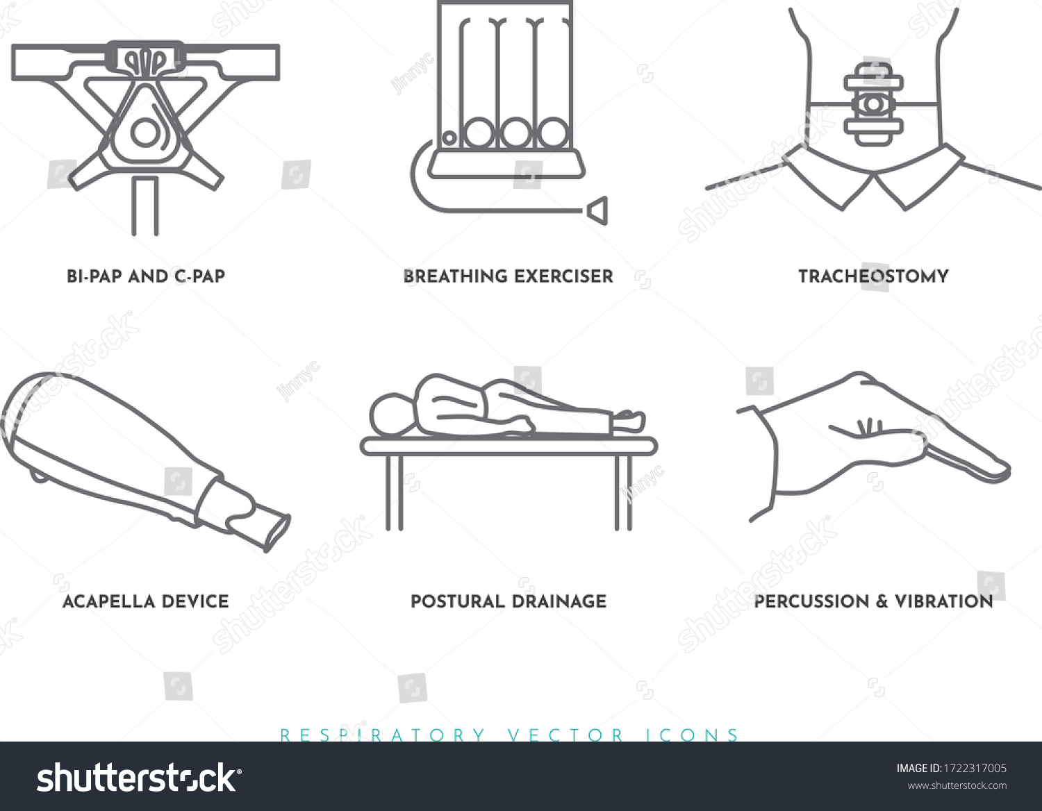 Respiratory Vector Line Icon Set Stock Vector (Royalty Free) 1722317005