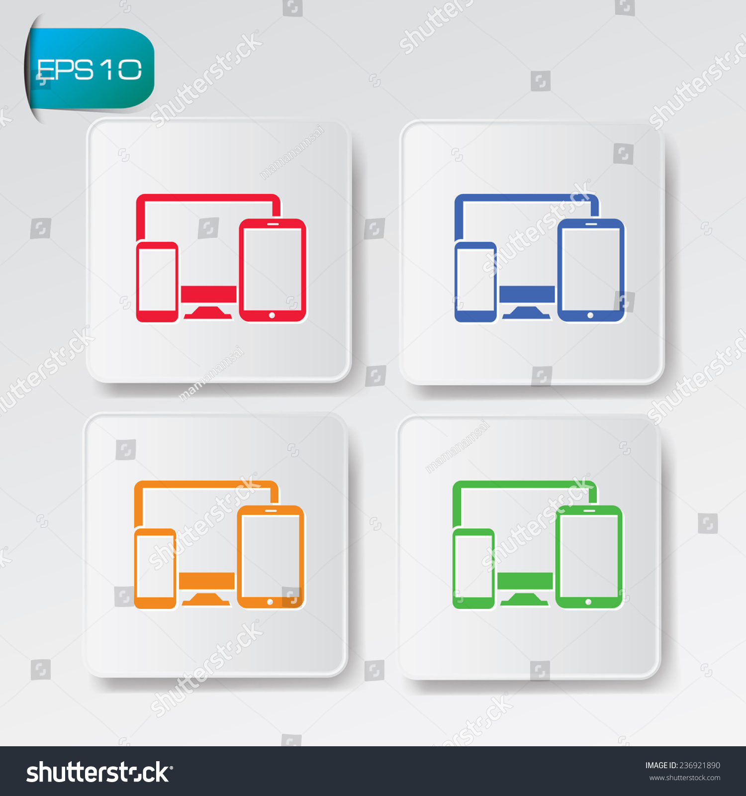 Responsive Icons On Buttonsclean Vector Stock Vector (Royalty Free ...