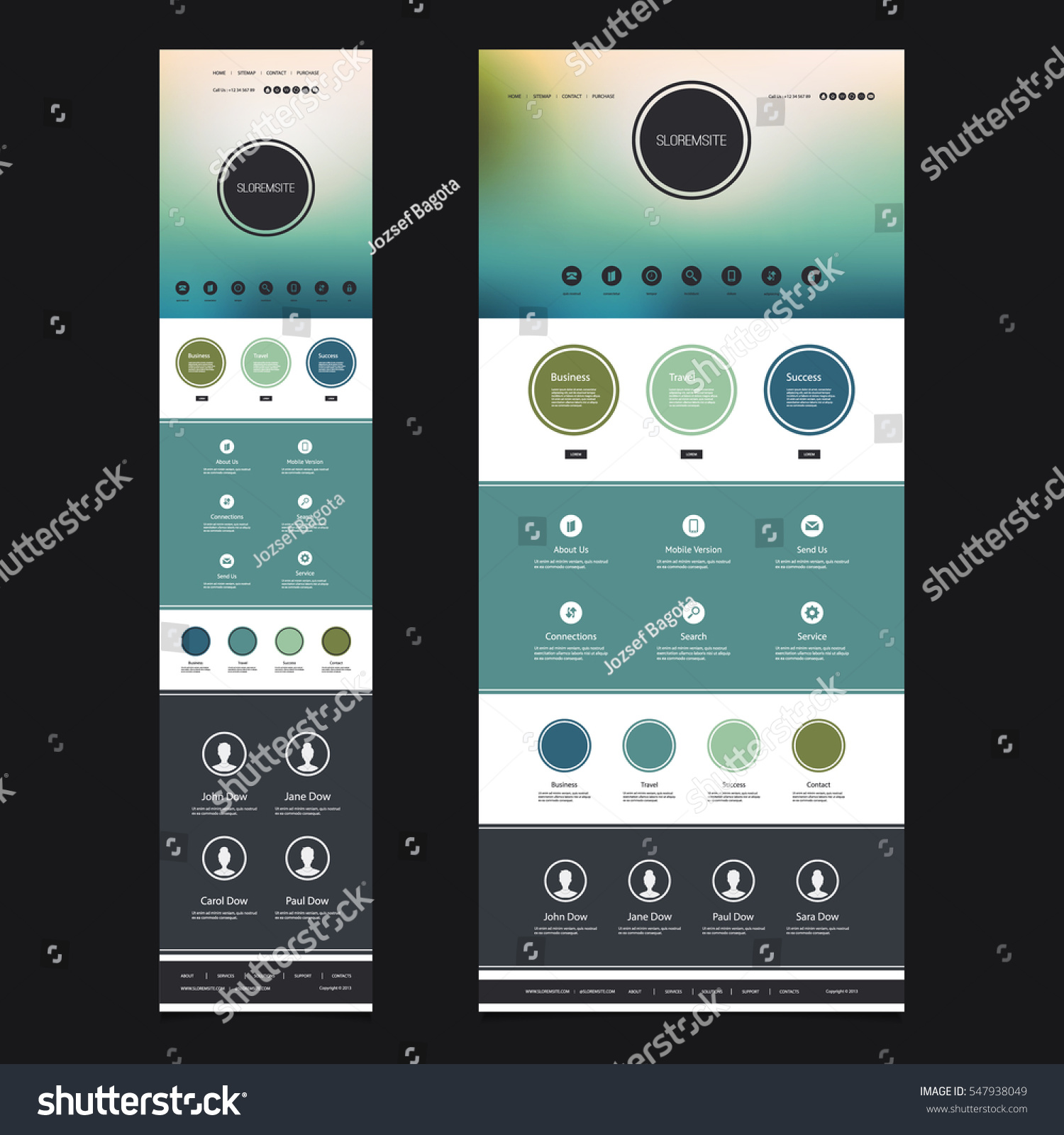 Responsive One Page Website Template Blurred Stock Vector (Royalty Free ...