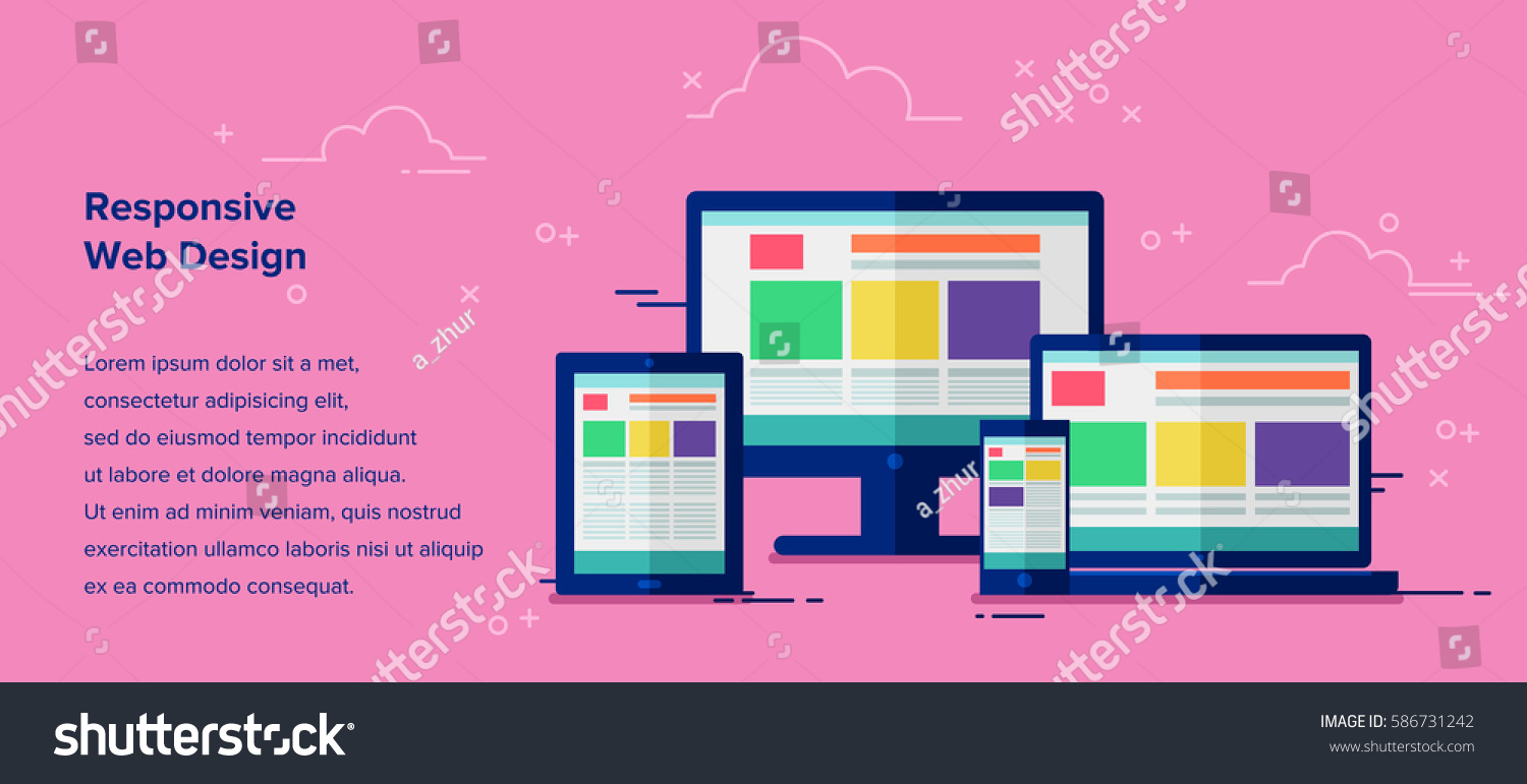 Responsive Web Design Banner Flat Style Stock Vector 586731242 - Shutterstock