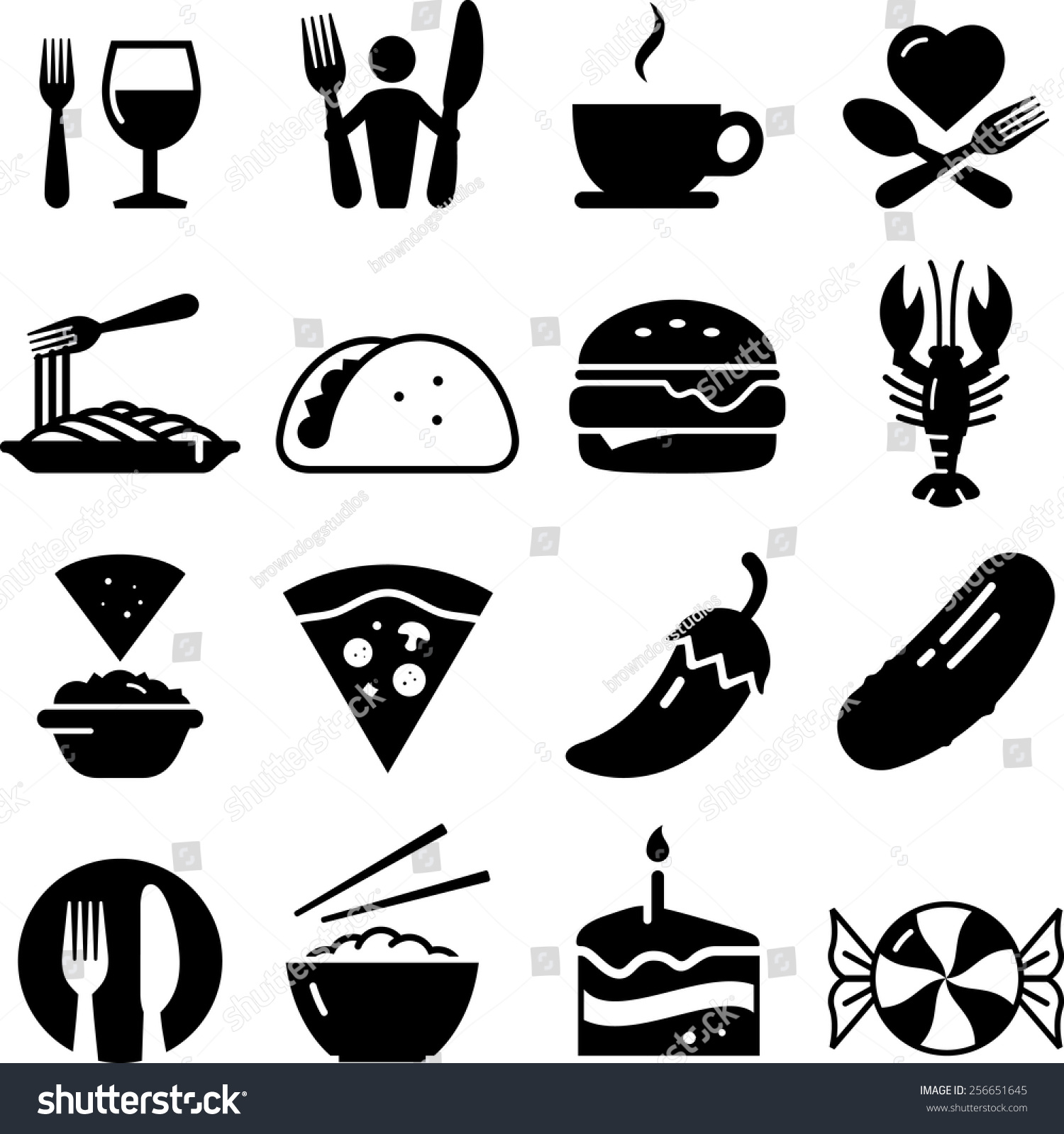 Restaurant Dining Icons Stock Vector 256651645 - Shutterstock