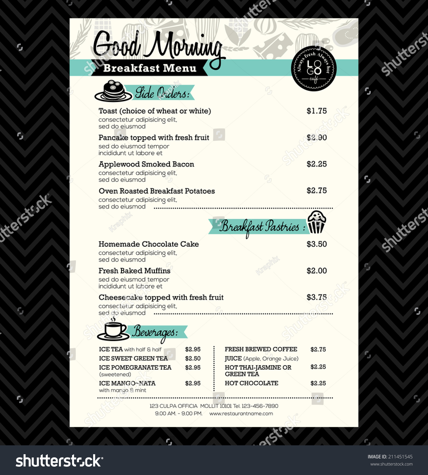 Restaurant Breakfast Menu Design Template Layout: vector de stock ...