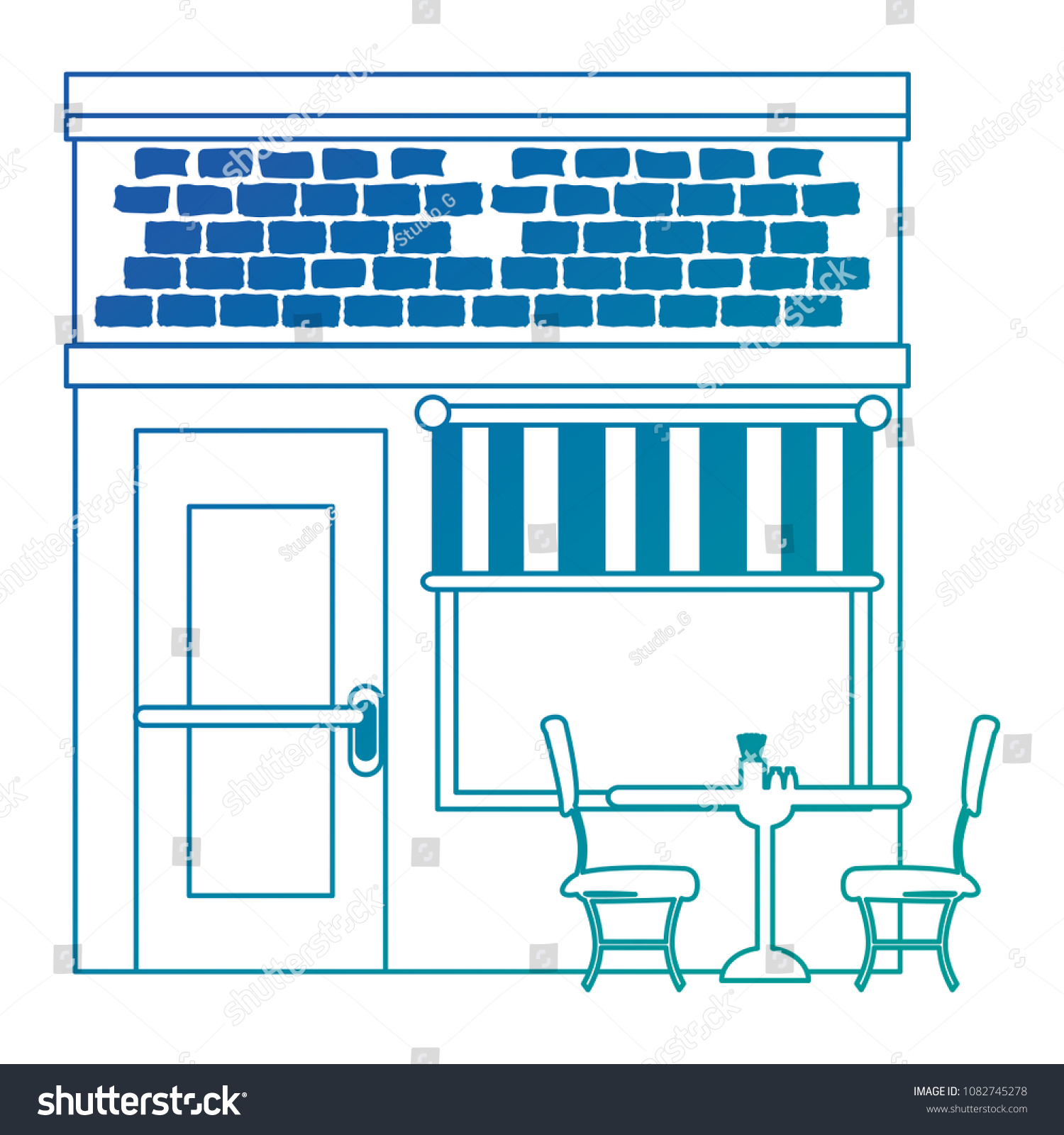 Restaurant Building Front Facade Stock Vector (Royalty Free) 1082745278 ...