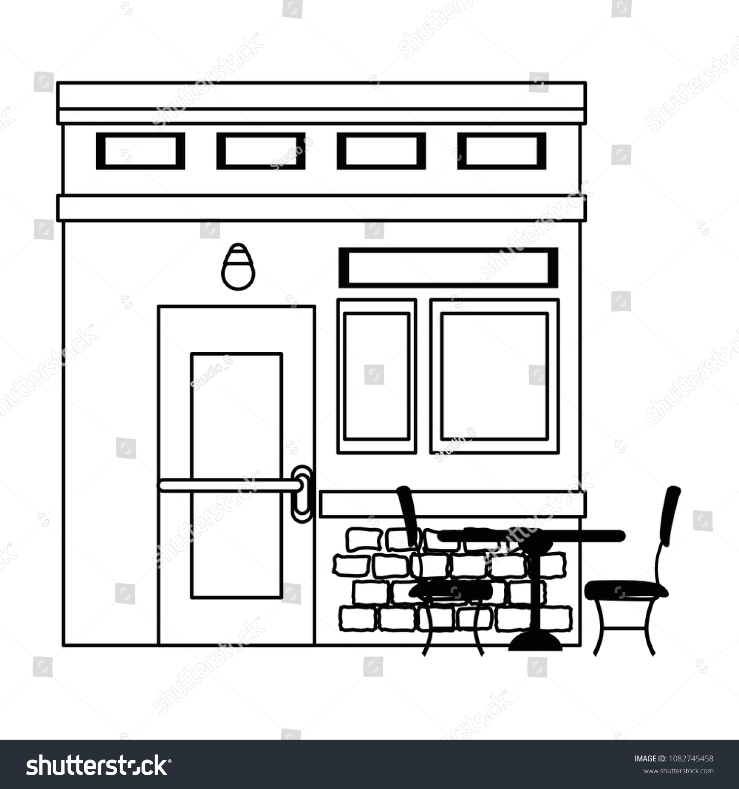 Restaurant Building Front Facade Stock Vector (Royalty Free) 1082745458 ...
