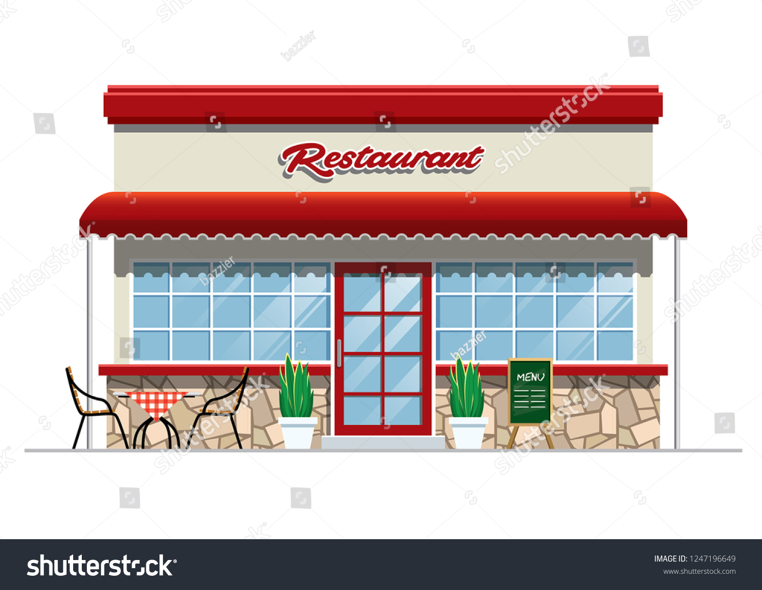 Restaurant Building Front Facade Stock Vector (Royalty Free) 1247196649