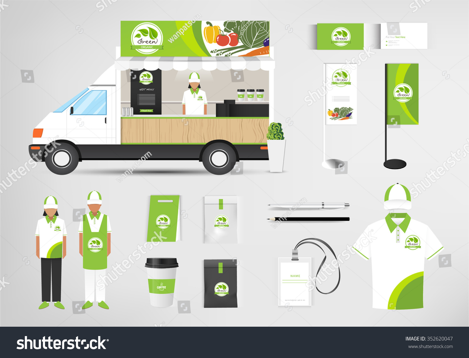 Restaurant Cafe Set Shop Front Design Stock Vector (Royalty Free) 352620047