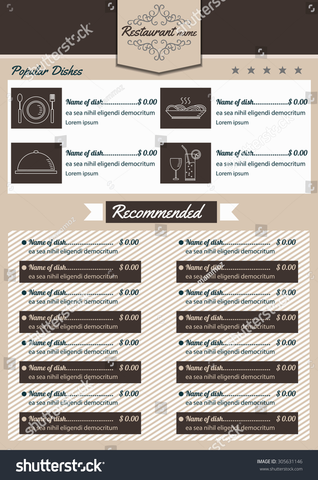 Restaurant Food Menu Design Vector Format Stock Vector (Royalty Free ...