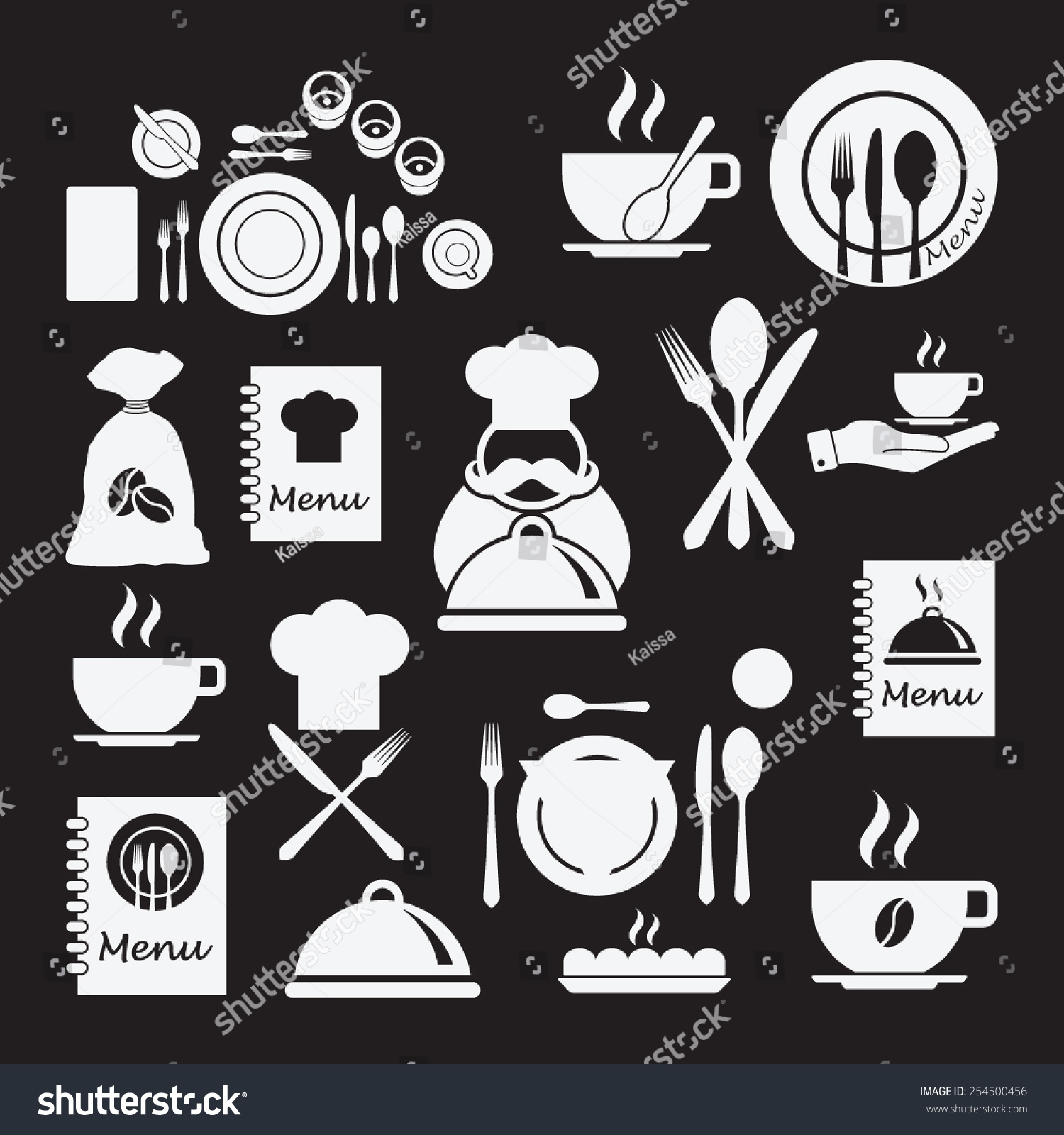 Restaurant Icons Set Stock Vector (Royalty Free) 254500456 | Shutterstock