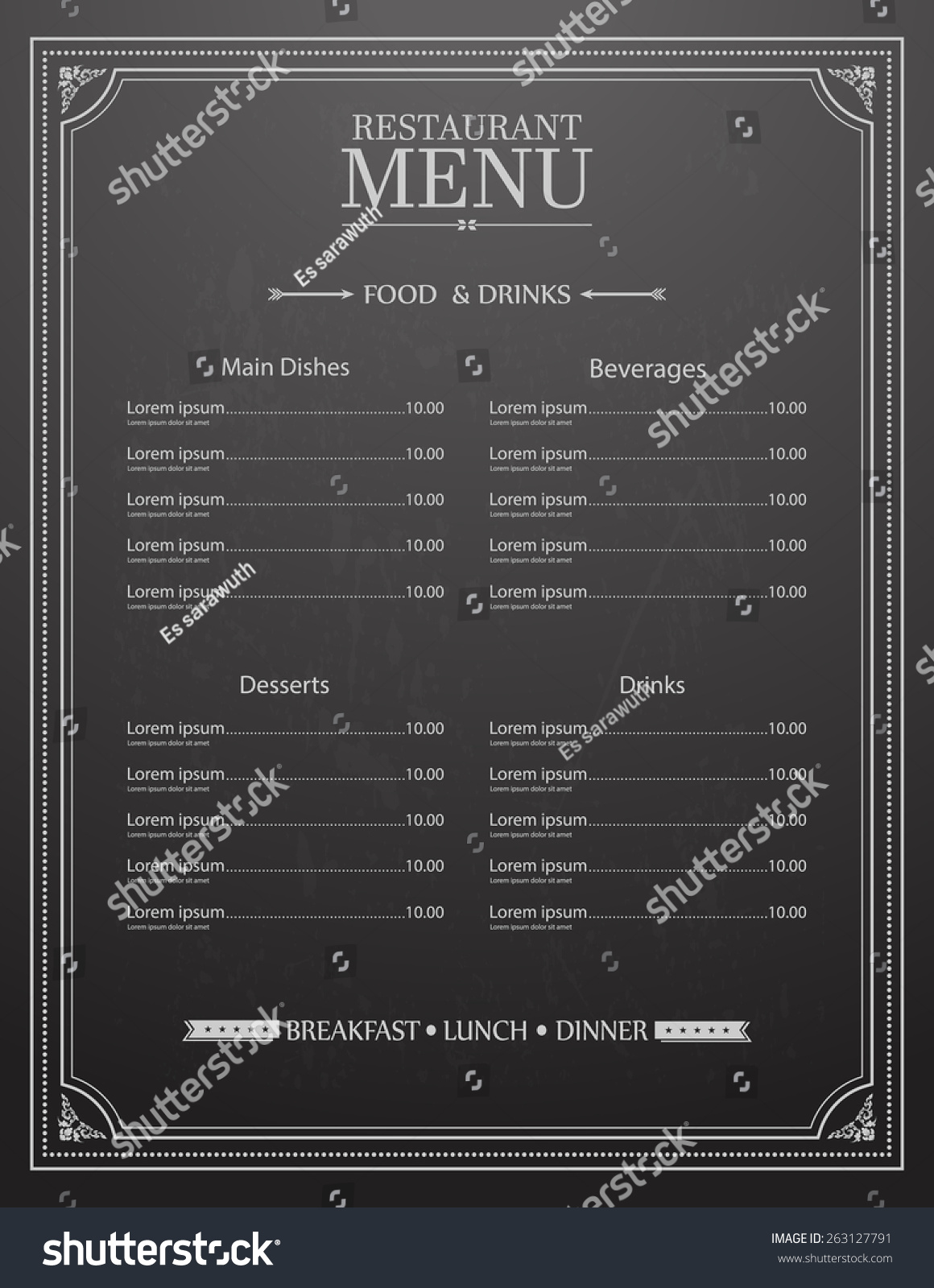 Vektor Stok Restoran Menu Desain dengan Latar Belakang (Tanpa Royalti ...