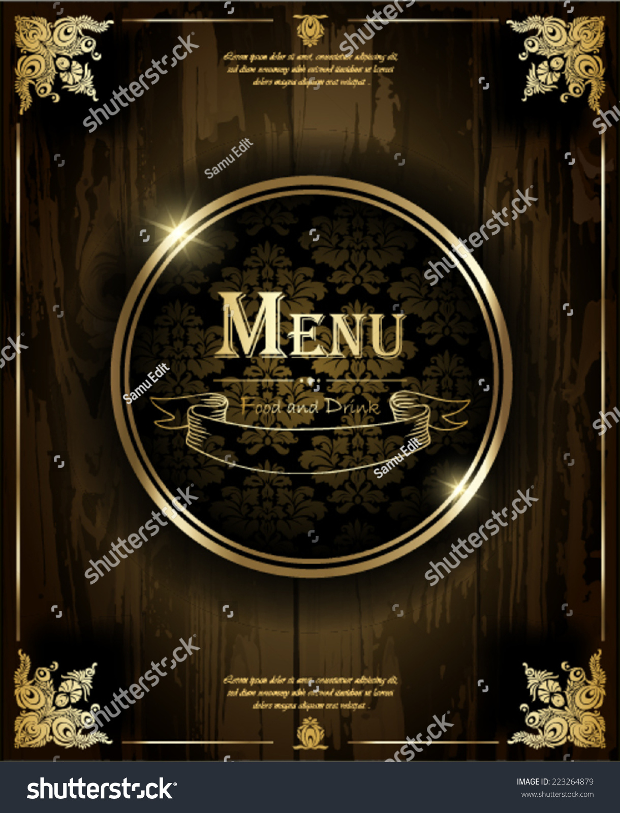 Restaurant Menu Design Wood Texture Stock Vector (Royalty Free) 223264879