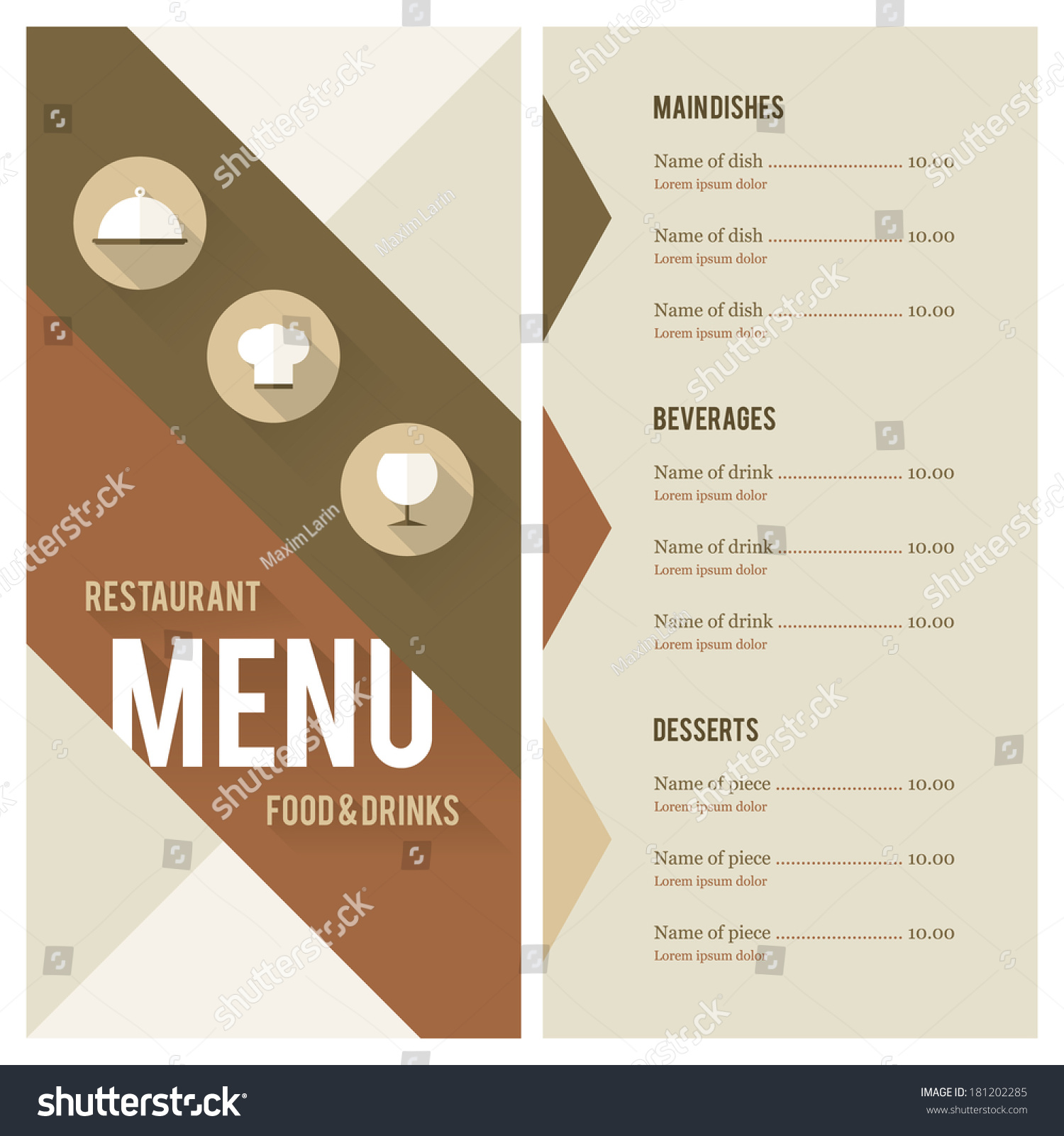 Restaurant Menu Flat Design Stock Vector (Royalty Free) 181202285