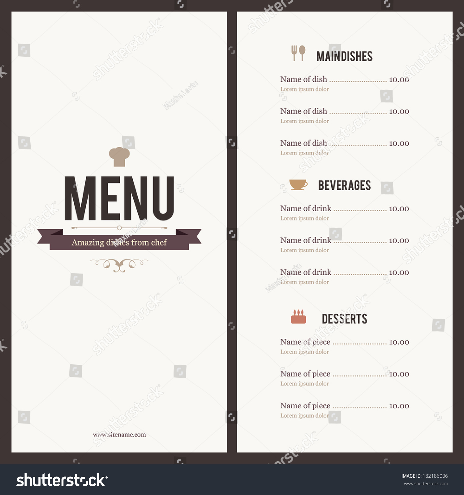 Vektor Stok Restaurant Menu Flat Design (Tanpa Royalti) 182186006 ...