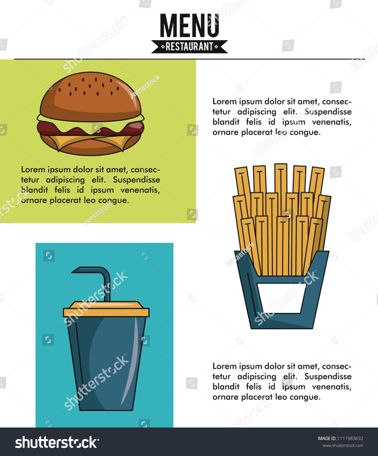 Restaurant Menu Infographic Stock Vector (Royalty Free) 1111983632
