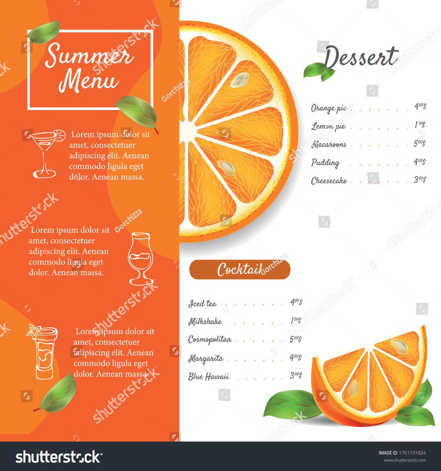 Vektor Stok Restaurant Menu Template Identity Vector Illustration ...