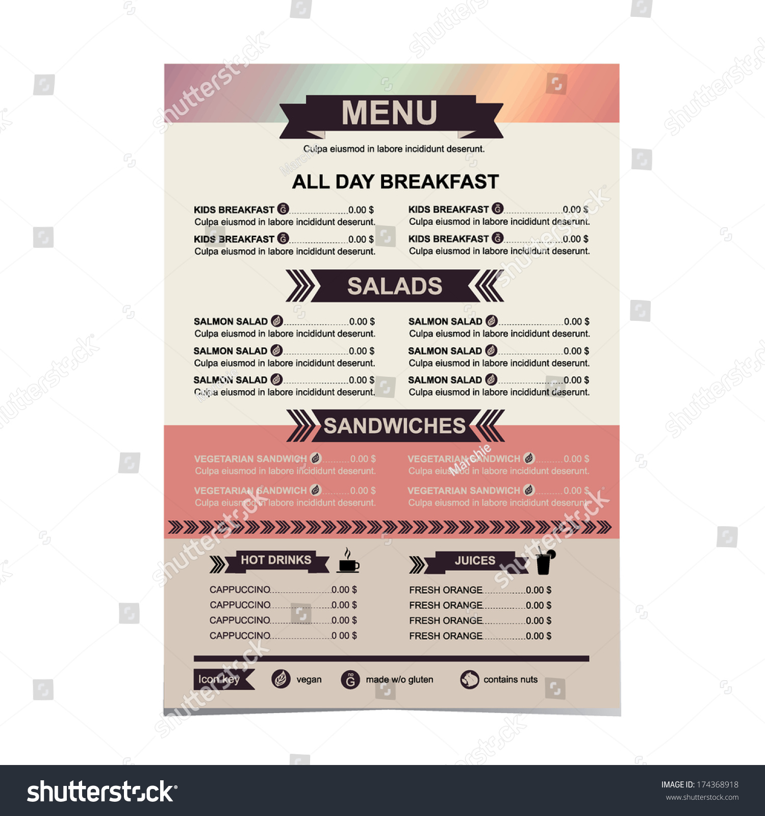 Restaurant Menu Template Designvector Illustration: เวกเตอร์สต็อก (ปลอด ...