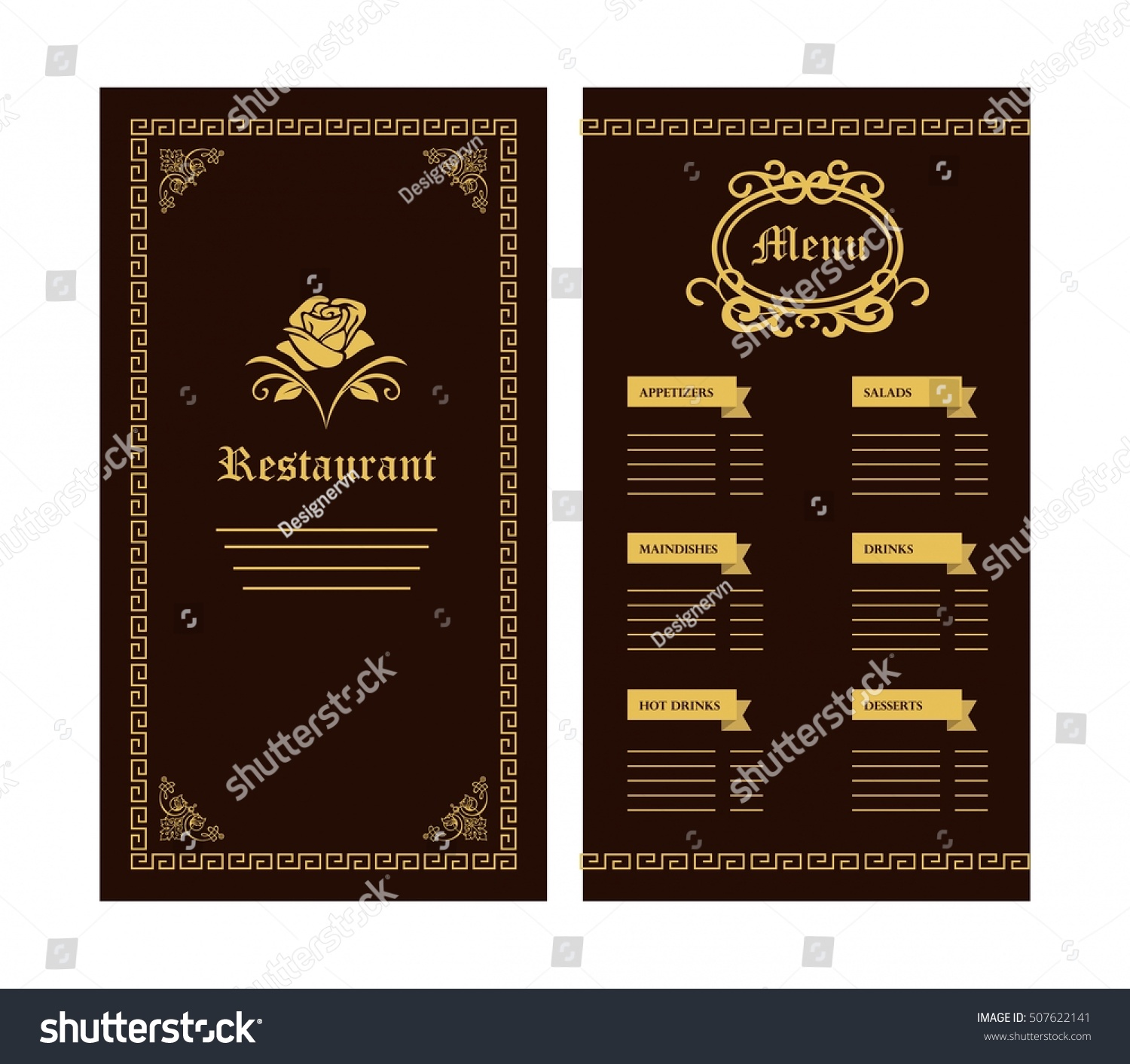 Restaurant Menu Template Flower Classical Design Stock Vector (Royalty ...