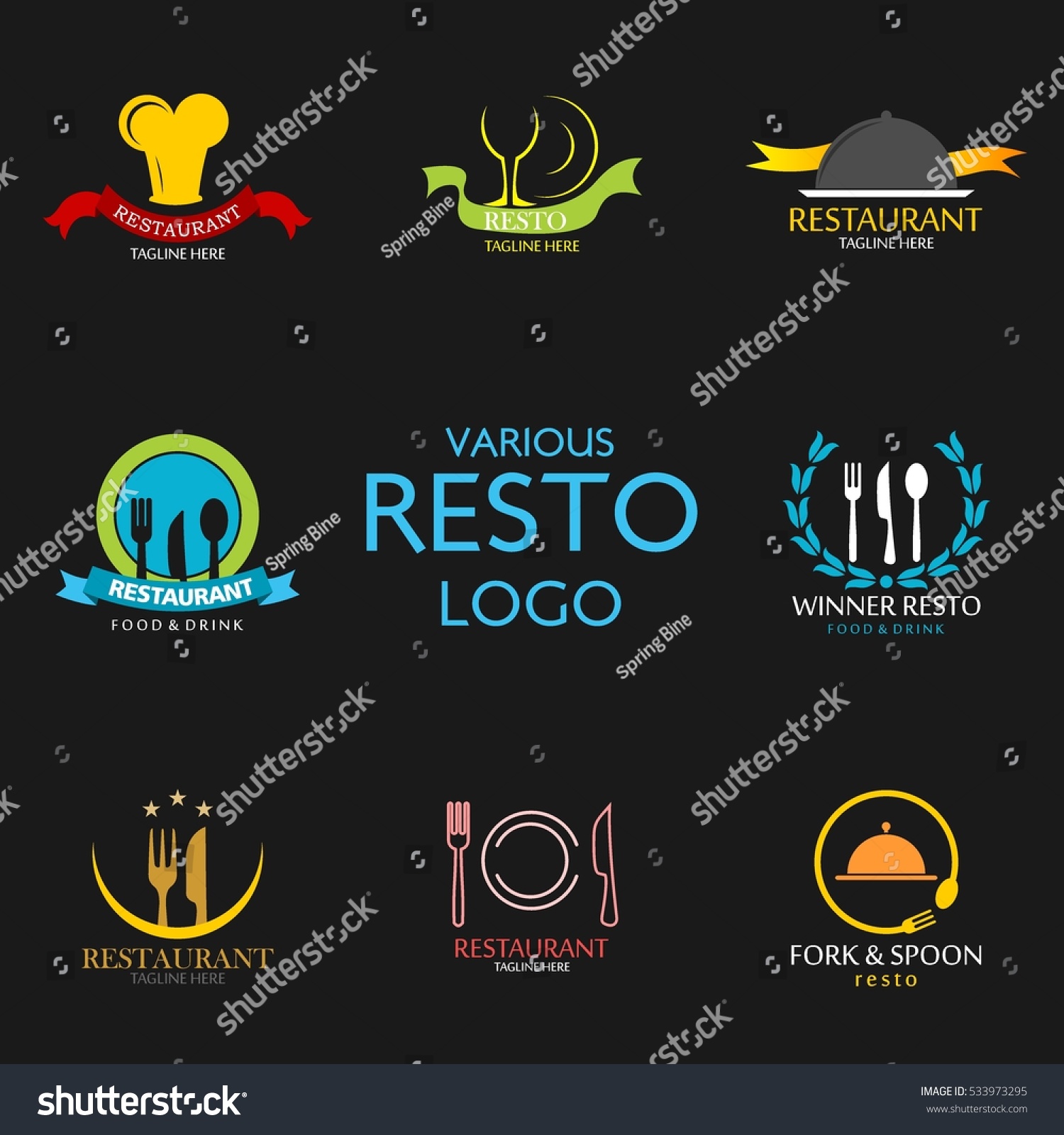 Restaurantresto Logo Design Template Vector Illustration Stock Vector ...