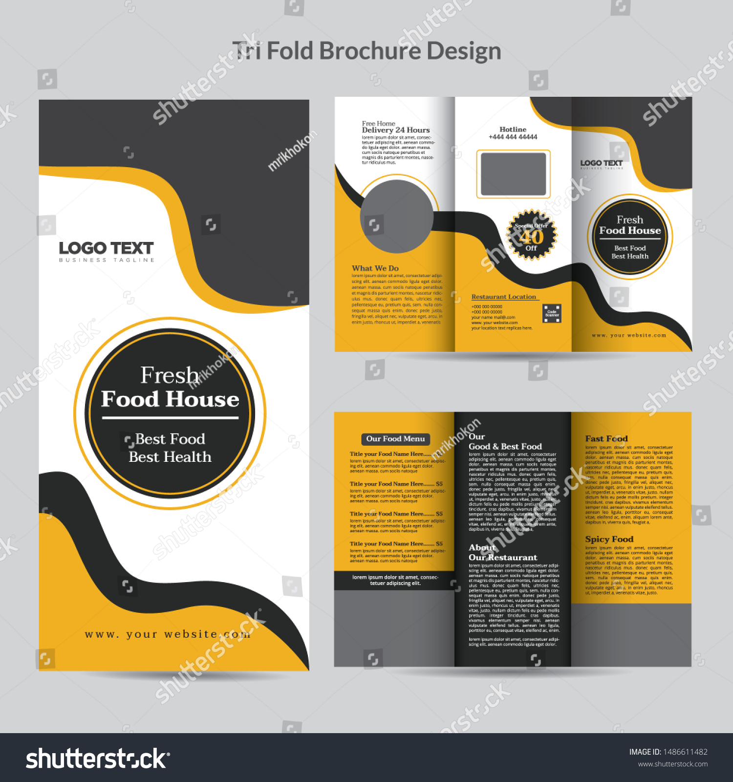 Restaurant Trifold Brochure Menu Vector Design Stock Vector (Royalty ...