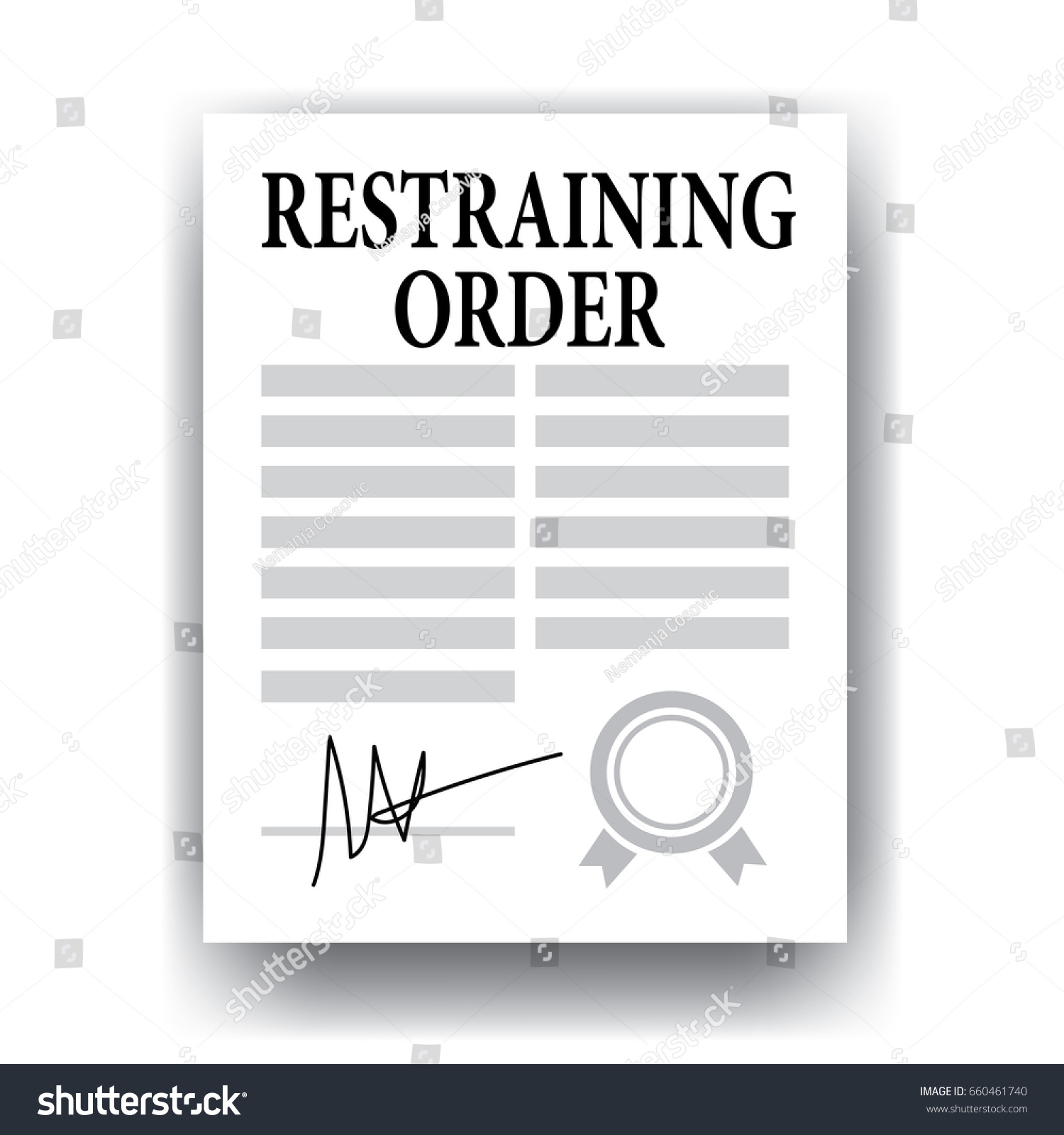 Restraining Order Paper Isolated On White Stock Vector (Royalty Free ...