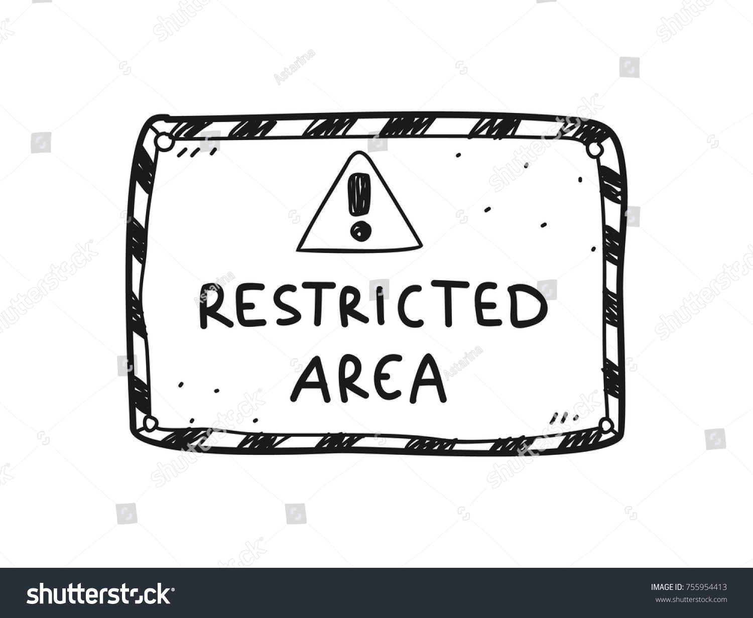 Restricted Area Sign Doodle Stock Vector (Royalty Free) 755954413 ...