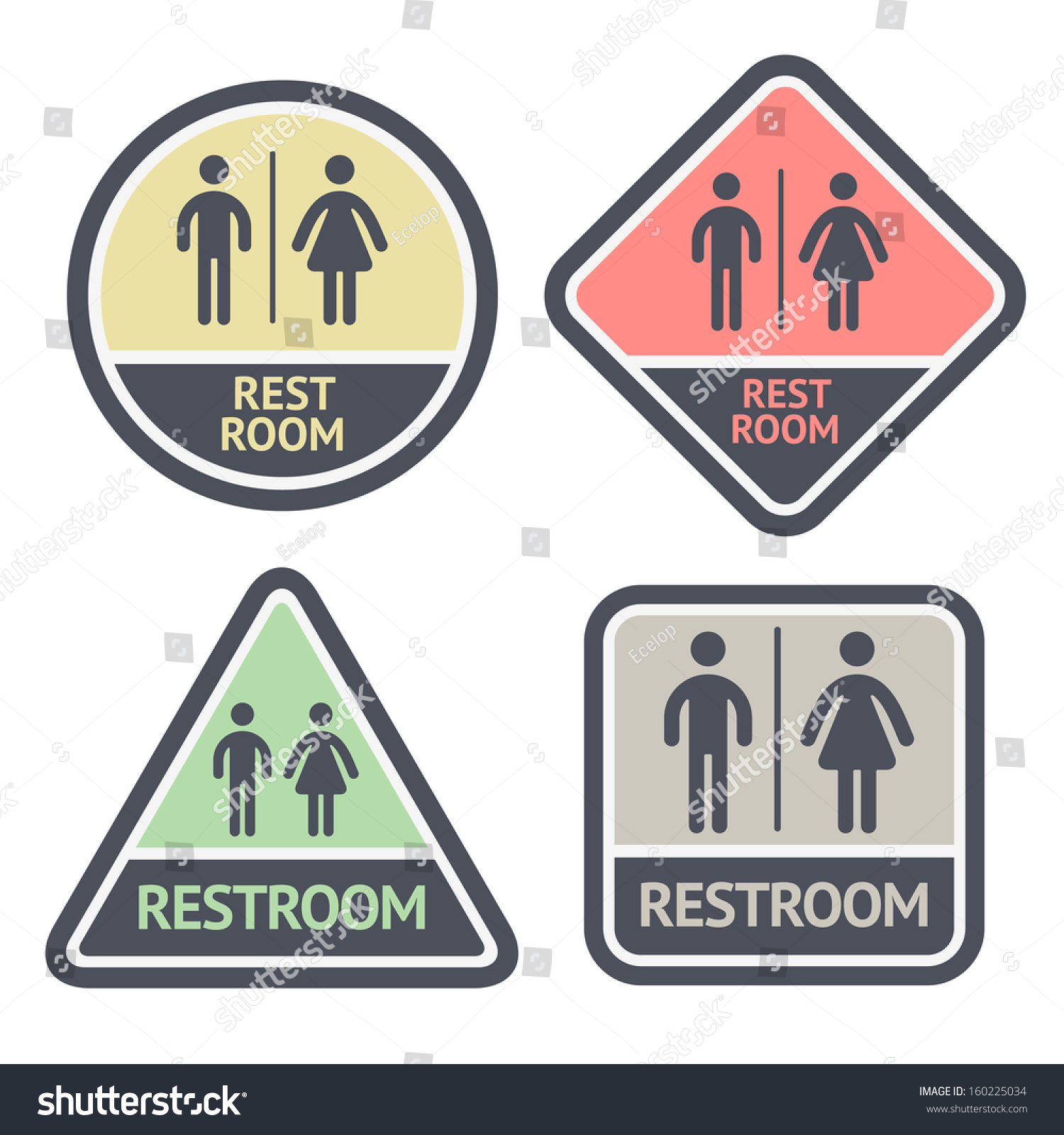 Restroom Flat Symbols Set Vector Illustrations Stock Vector (Royalty ...