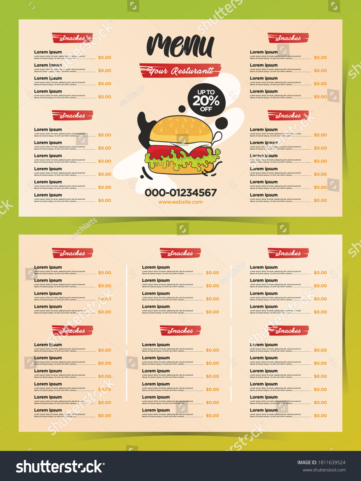 Resturant Menu Design Double Side Stock Vector (Royalty Free ...