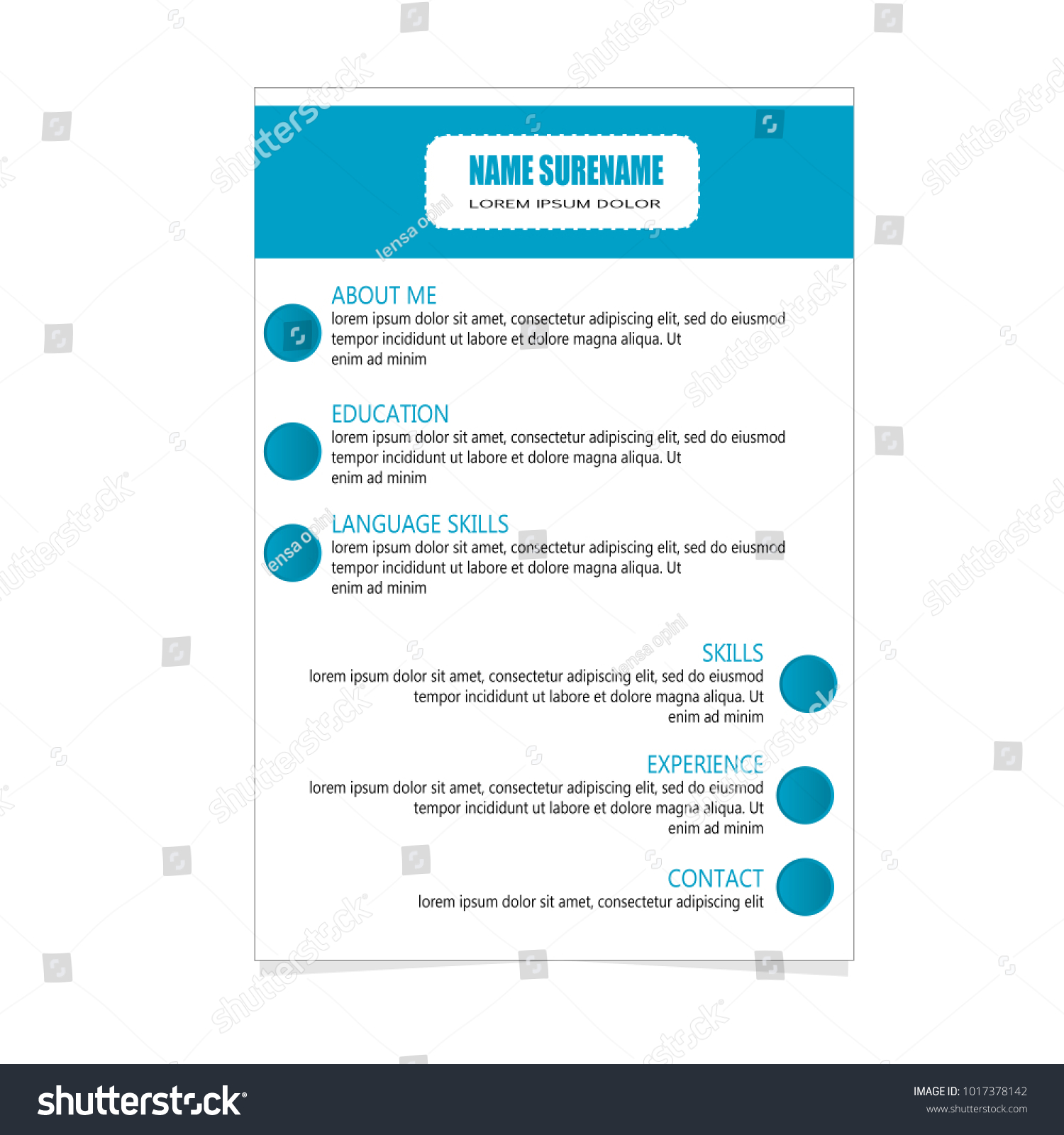 Resume Curriculum Vitae Template Cv Illustration Stock Vector (Royalty ...