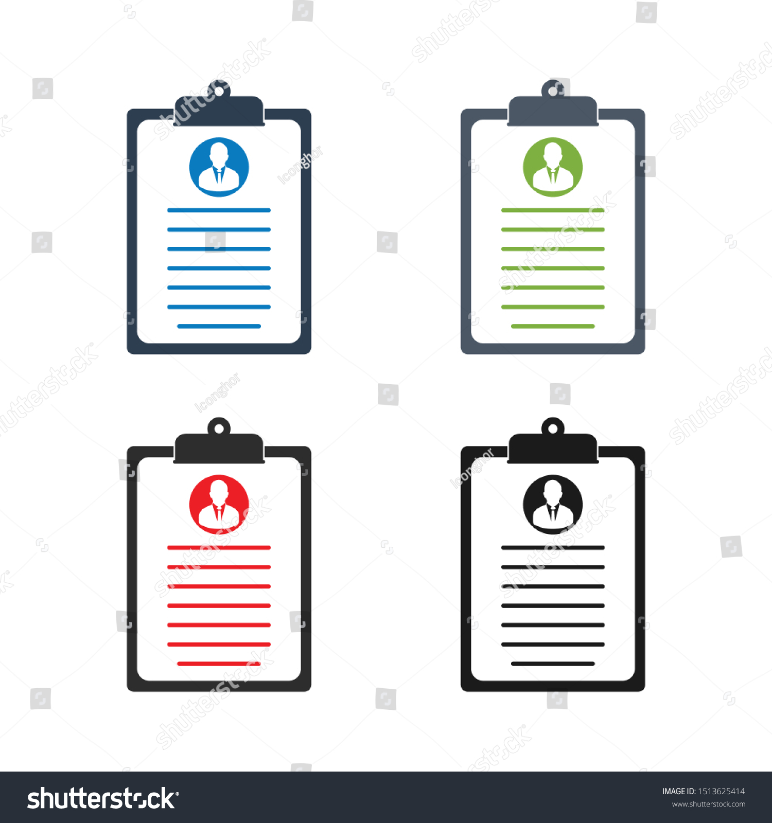 Resume Cv User Profile Icon Set Stock Vector (Royalty Free) 1513625414 ...