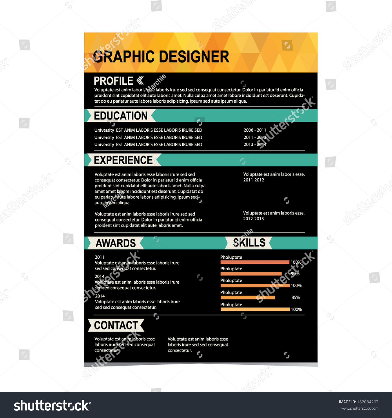 Resume Template Cv Creative Background Vector Stock Vector (Royalty ...