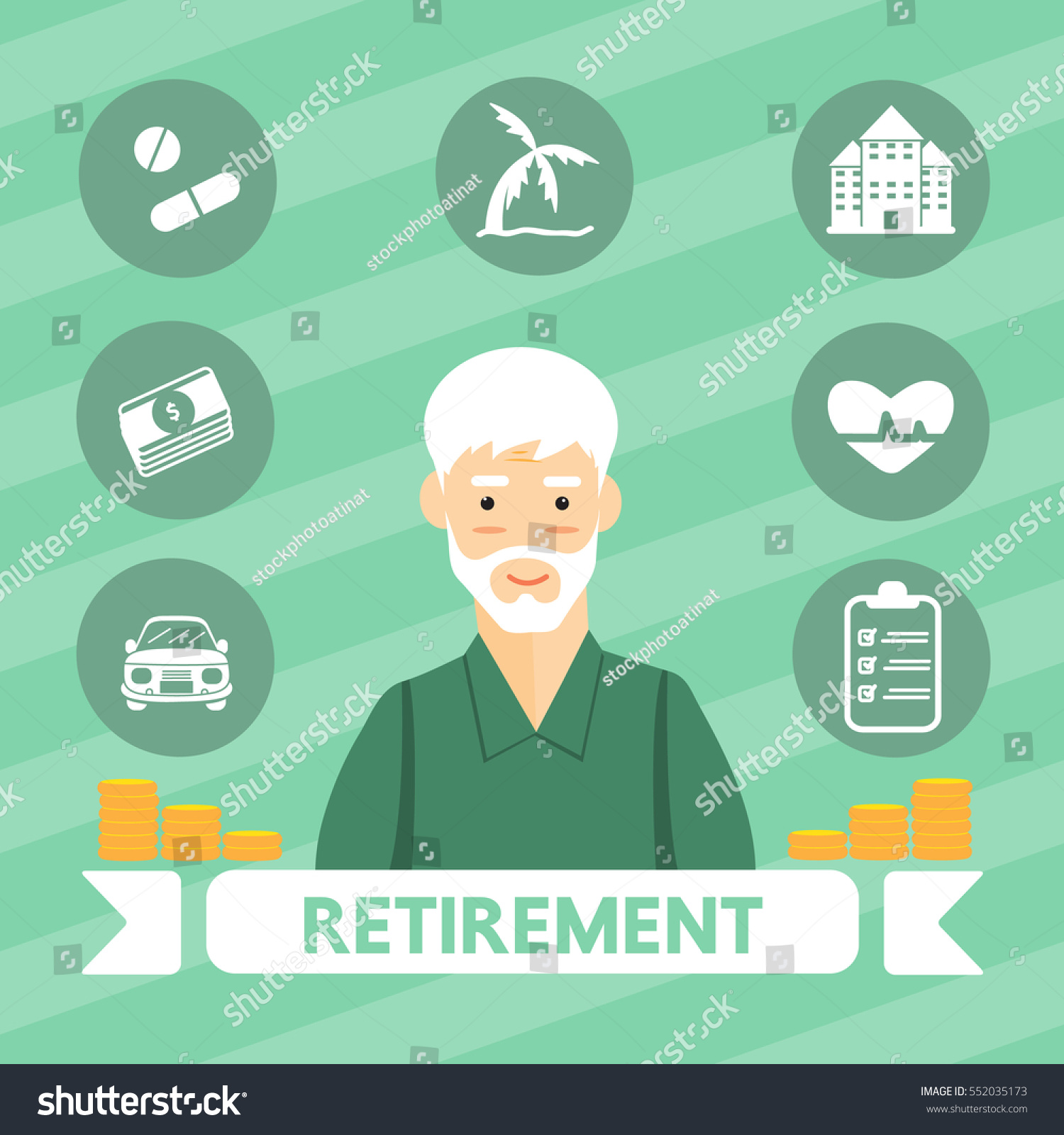 Retirement Cartoon Vector Design Stock Vector (Royalty Free) 552035173 ...