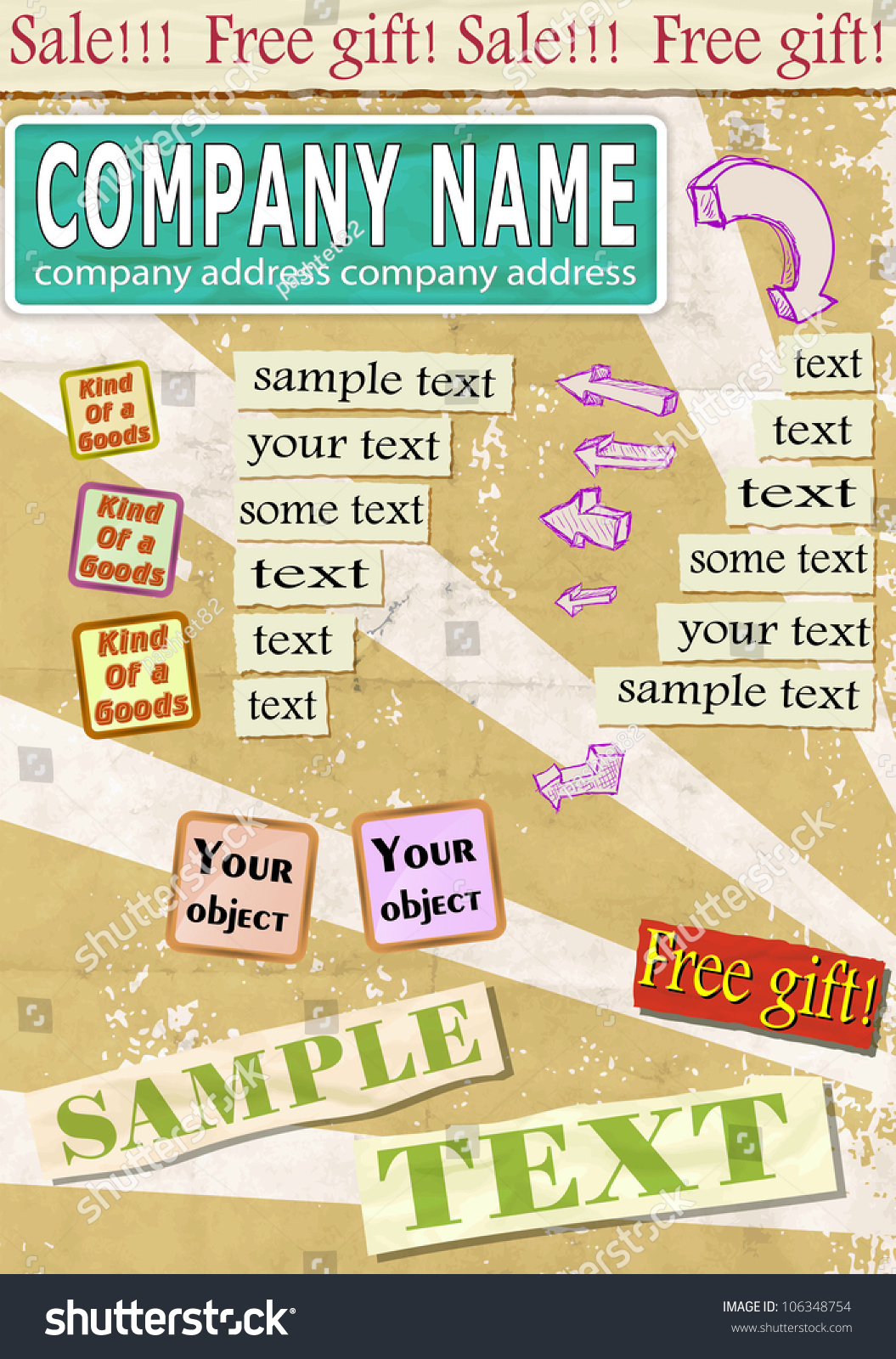 Retro Advertisement Layout Collage Design Template Stock Vector ...