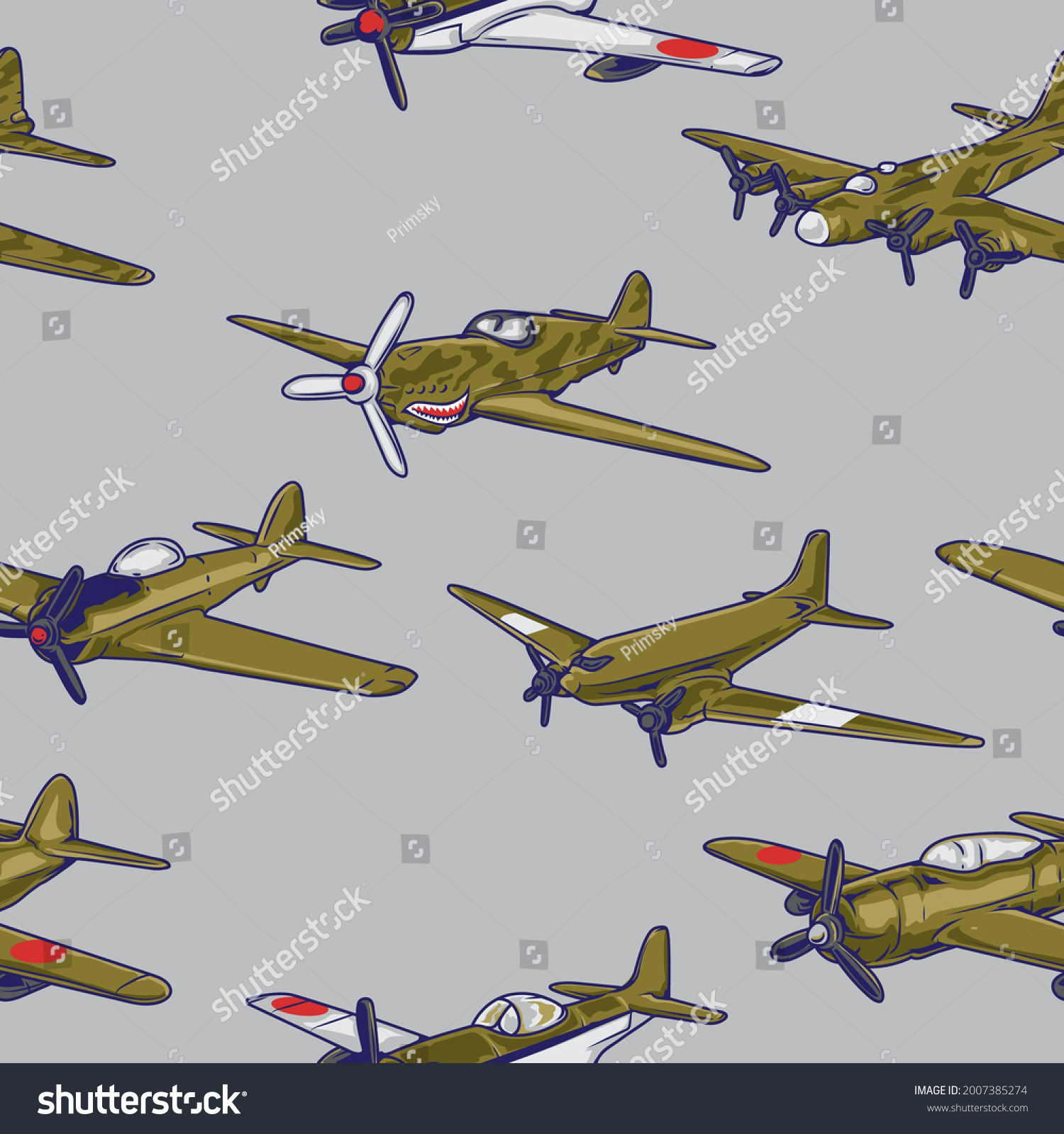 Retro Airplanes Seamless Pattern Background Wallpaper: เวกเตอร์สต็อก ...