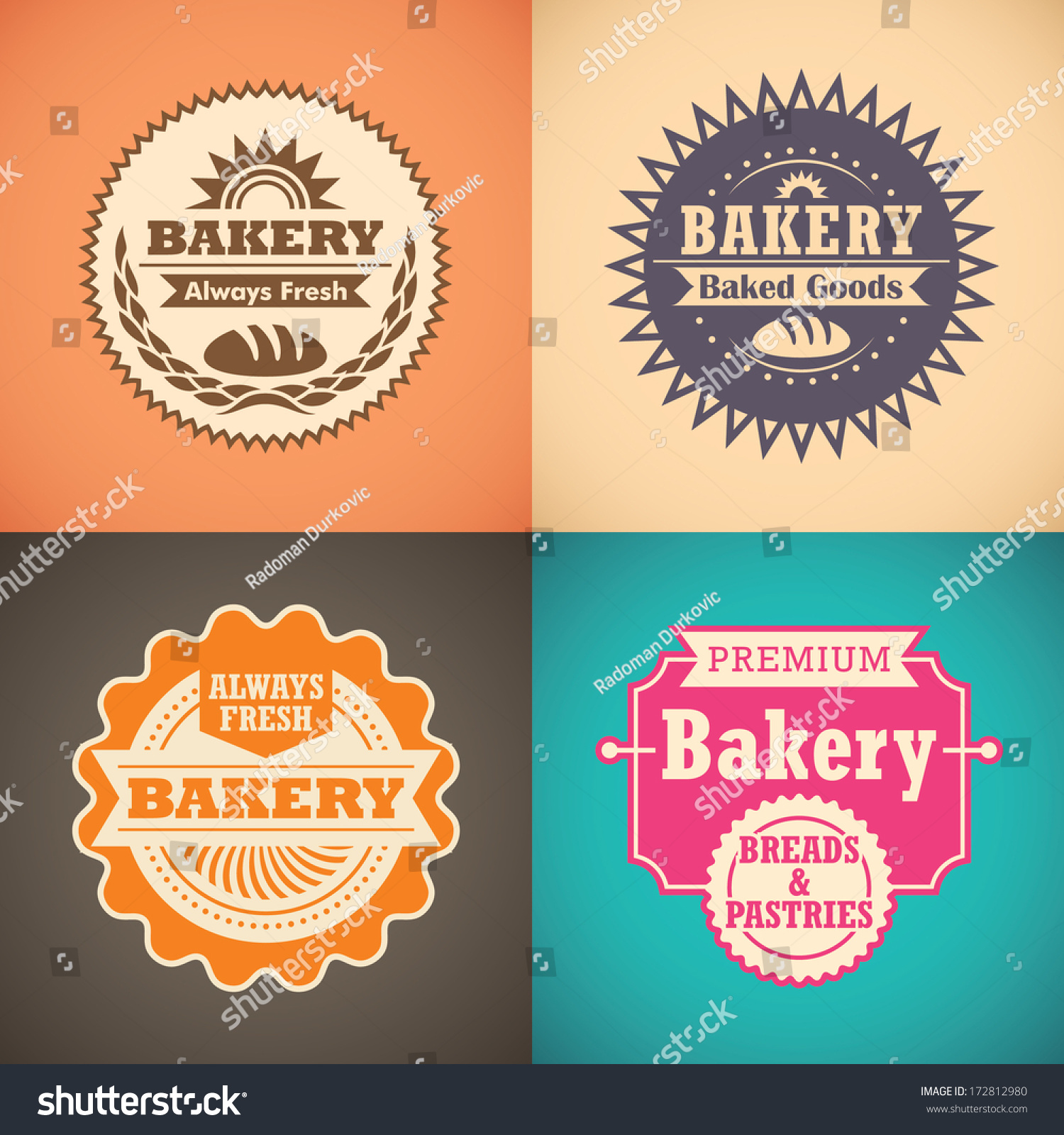 Retro Bakery Labels Vector Illustration Stock Vector (Royalty Free ...